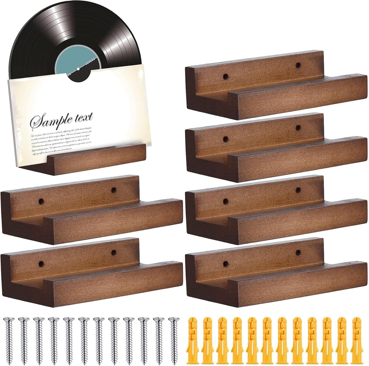 Elainilye Solid Wood Record Shelf, Wall Mounted Vinyl Album Display ...