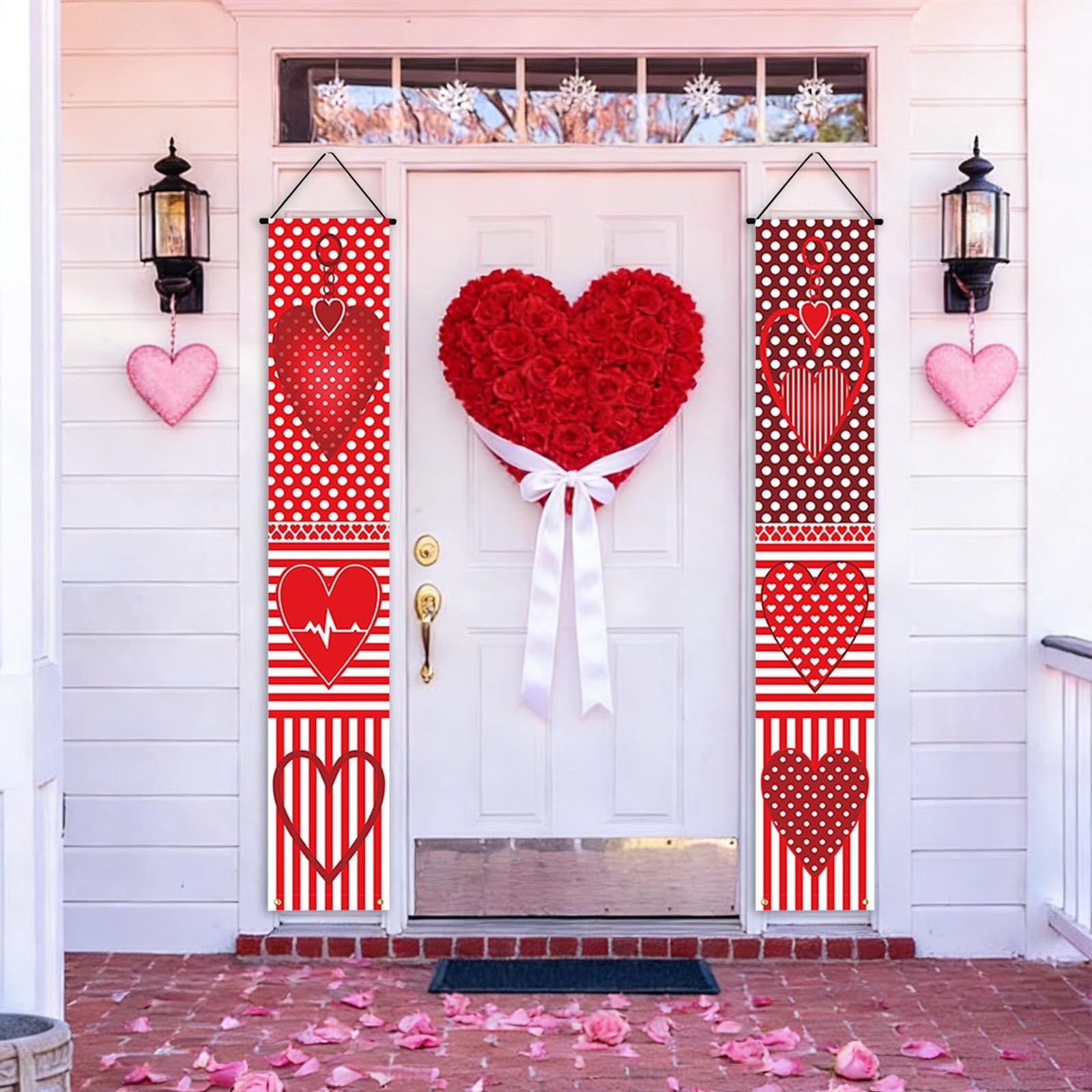 Elainilye Valentine's Day Door Couplets, Red Themed Festival Party ...