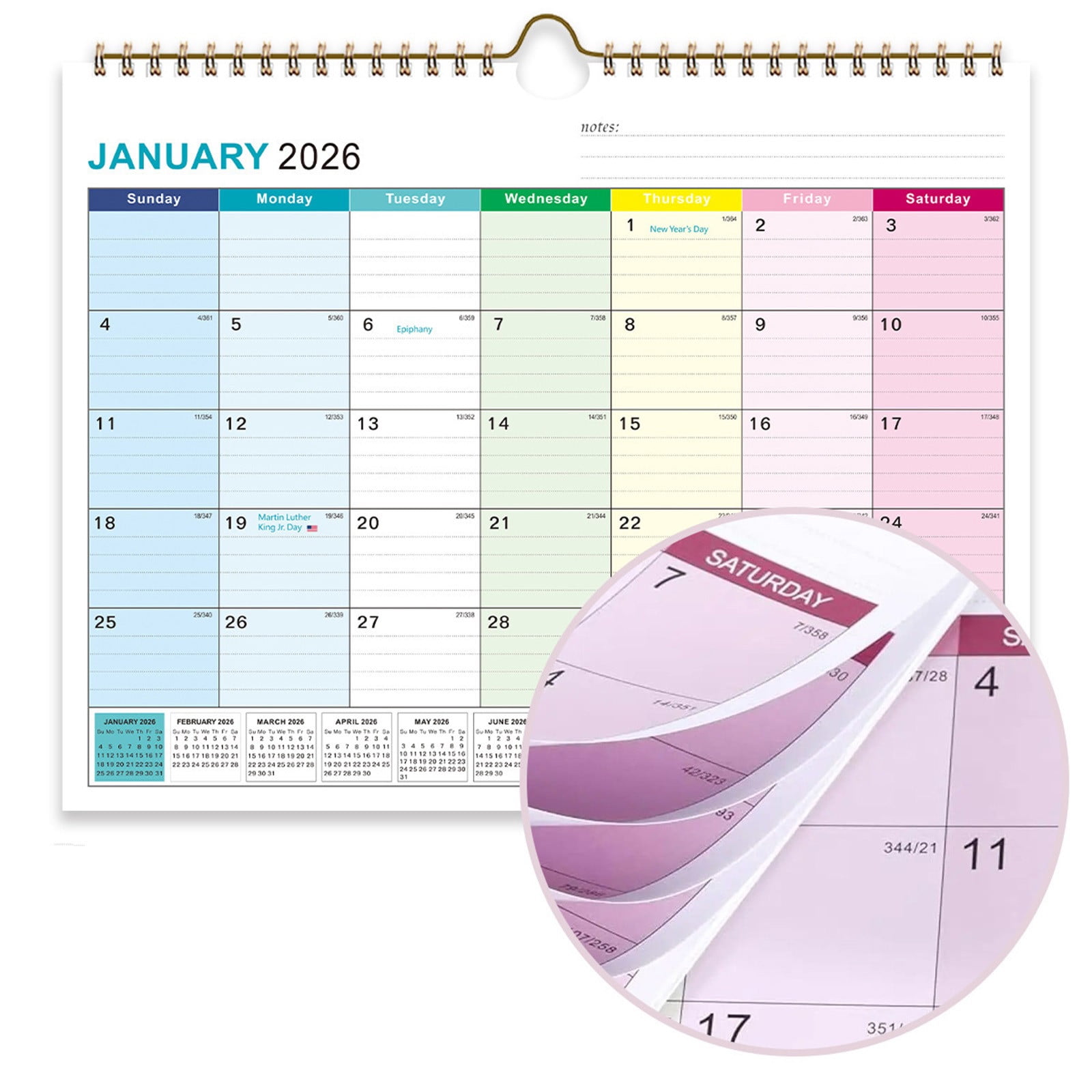 Elainilye Wall Calendar, January 2026 to June 2027 Block, Double Coil ...