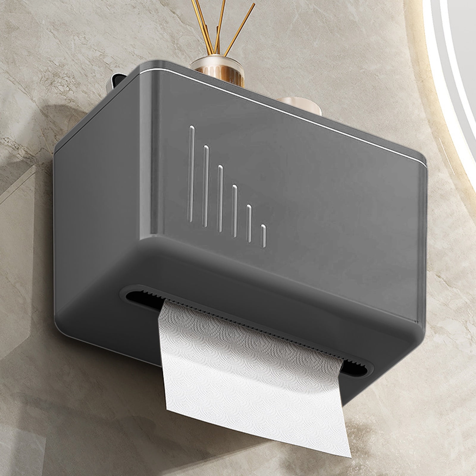 Elainilye Wall-Mounted No-Drill Tissue Storage Box, Adhesive Bathroom ...