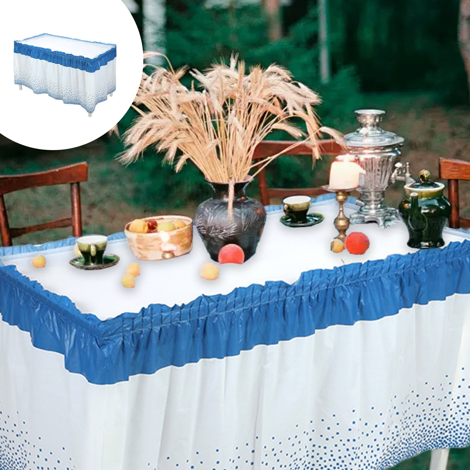 Elainilye Waterproof Party Table Skirt for Rectangle Tables, Festive ...