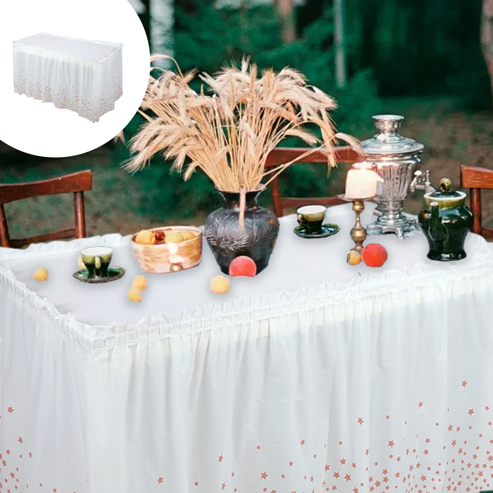 Elainilye Waterproof Party Table Skirt for Rectangle Tables, Festive ...