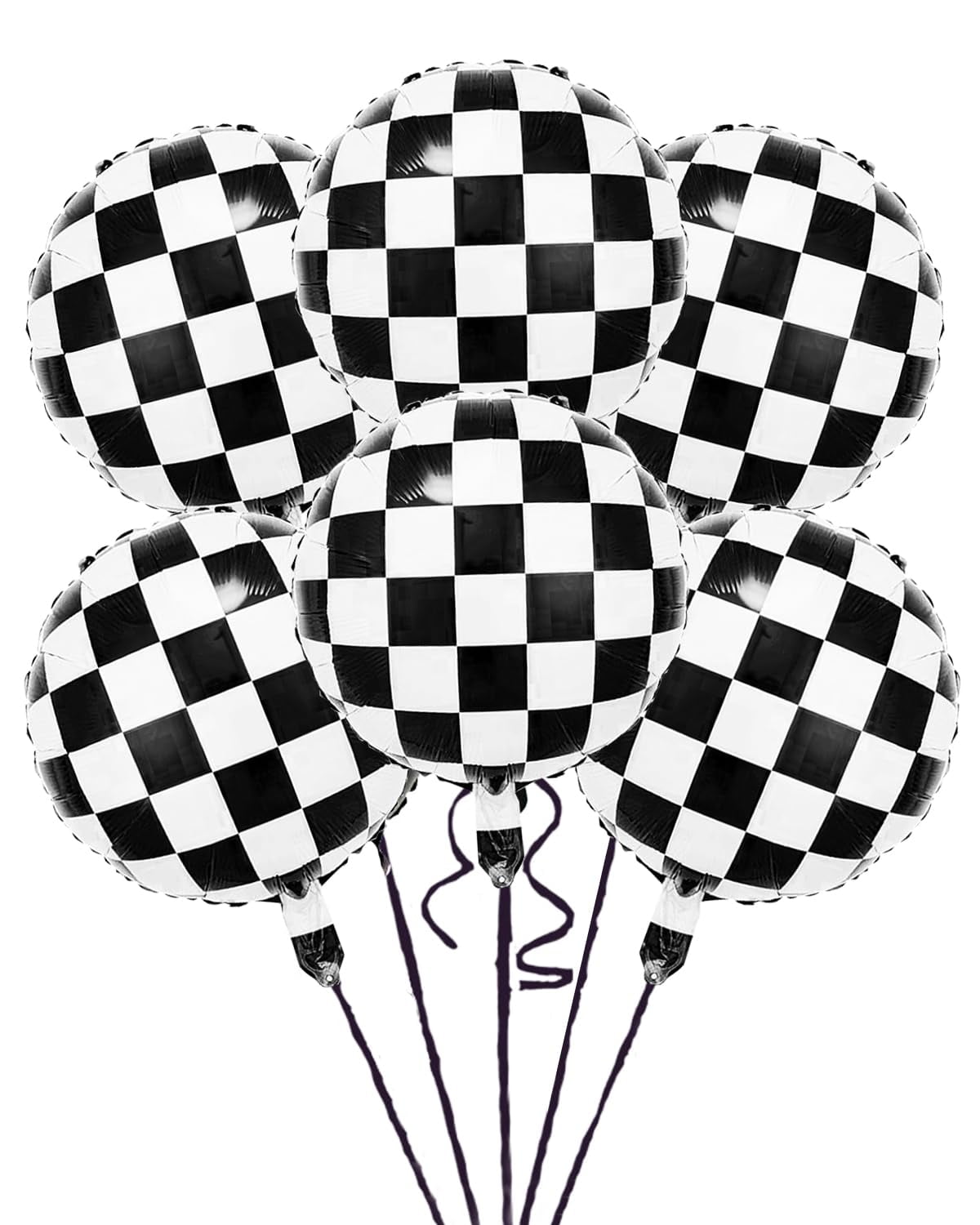 Elaliyi Black White Checkered Balloons 6 Pcs 4D Round Checkered ...