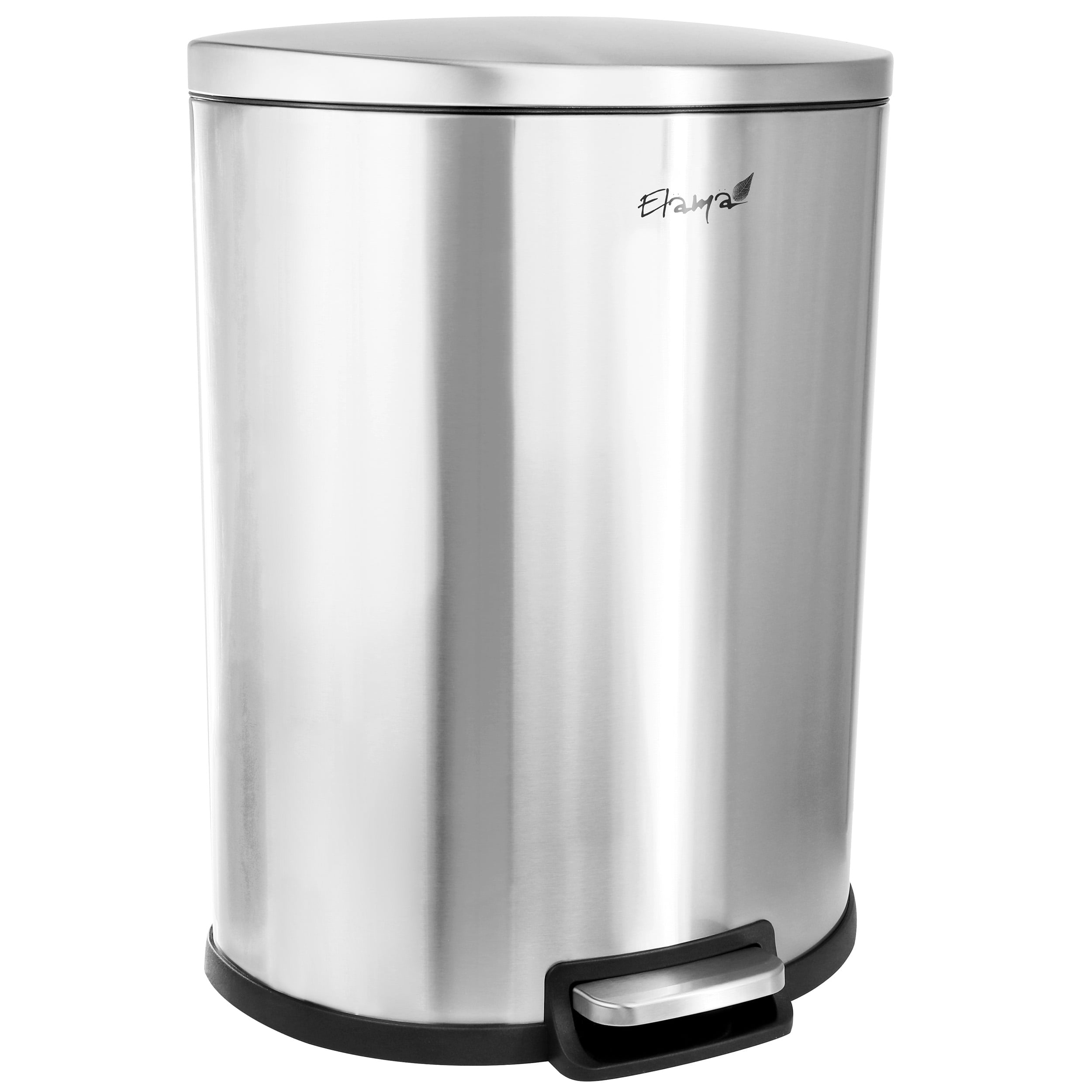 Elama 13 Gallon Half Circle Stainless Steel Step Trash Bin with Slow ...