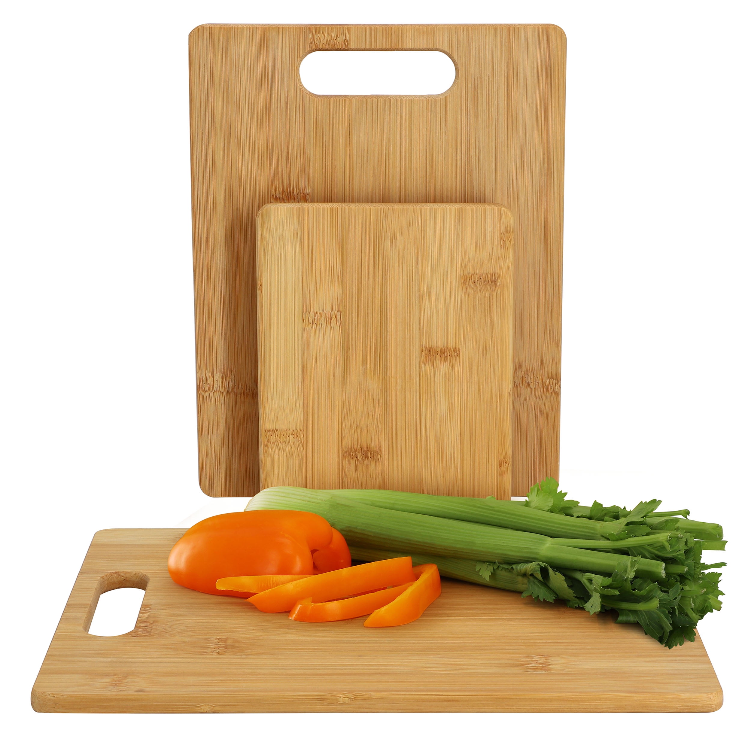 Elama 3 Piece 8 Inch, 11 Inch, and 13 Inch Bamboo Wood Cutting Board Set - Walmart.com