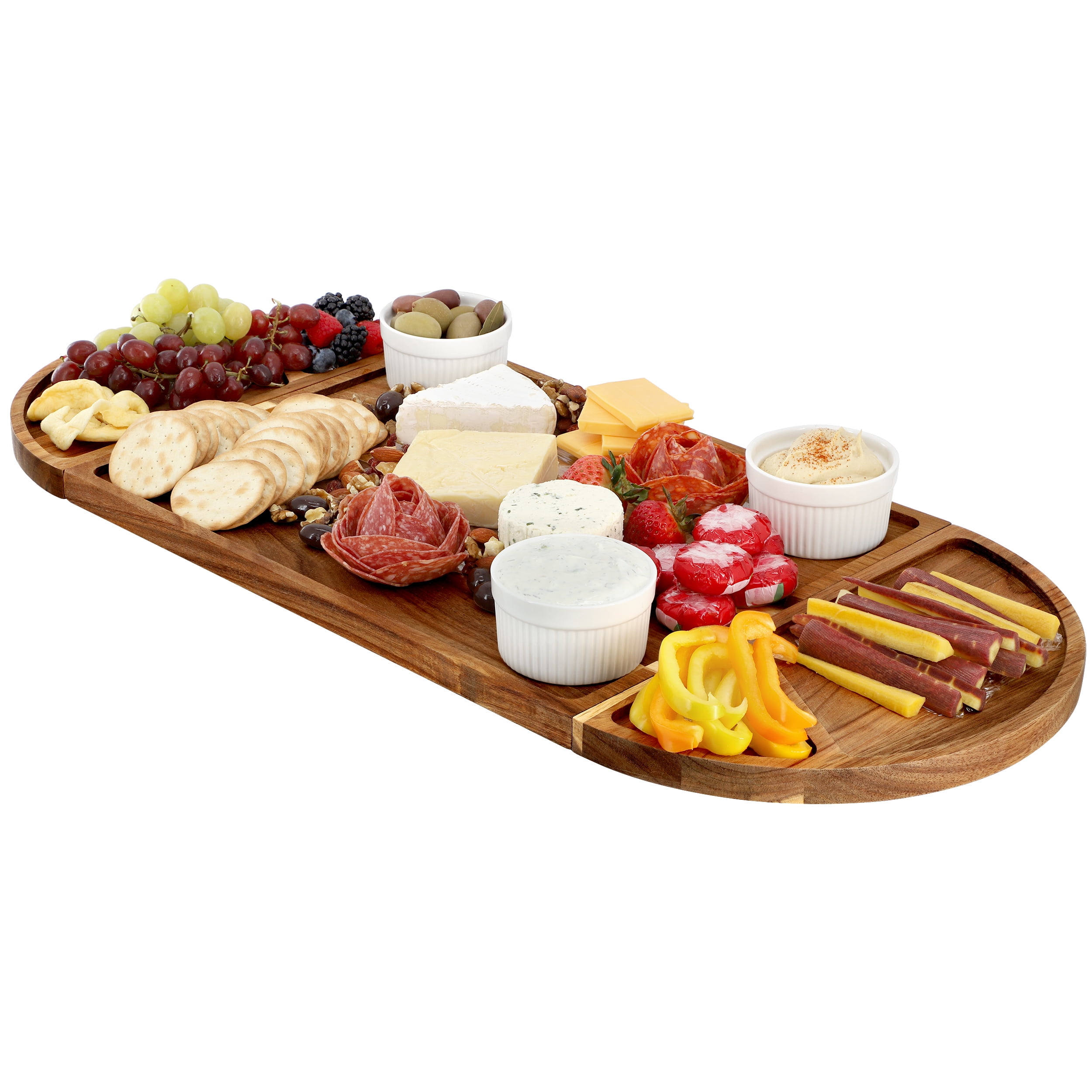 Elama 3 Piece Acacia Wood Cutting Board with Maganitized Serving Board Platter - Walmart.com