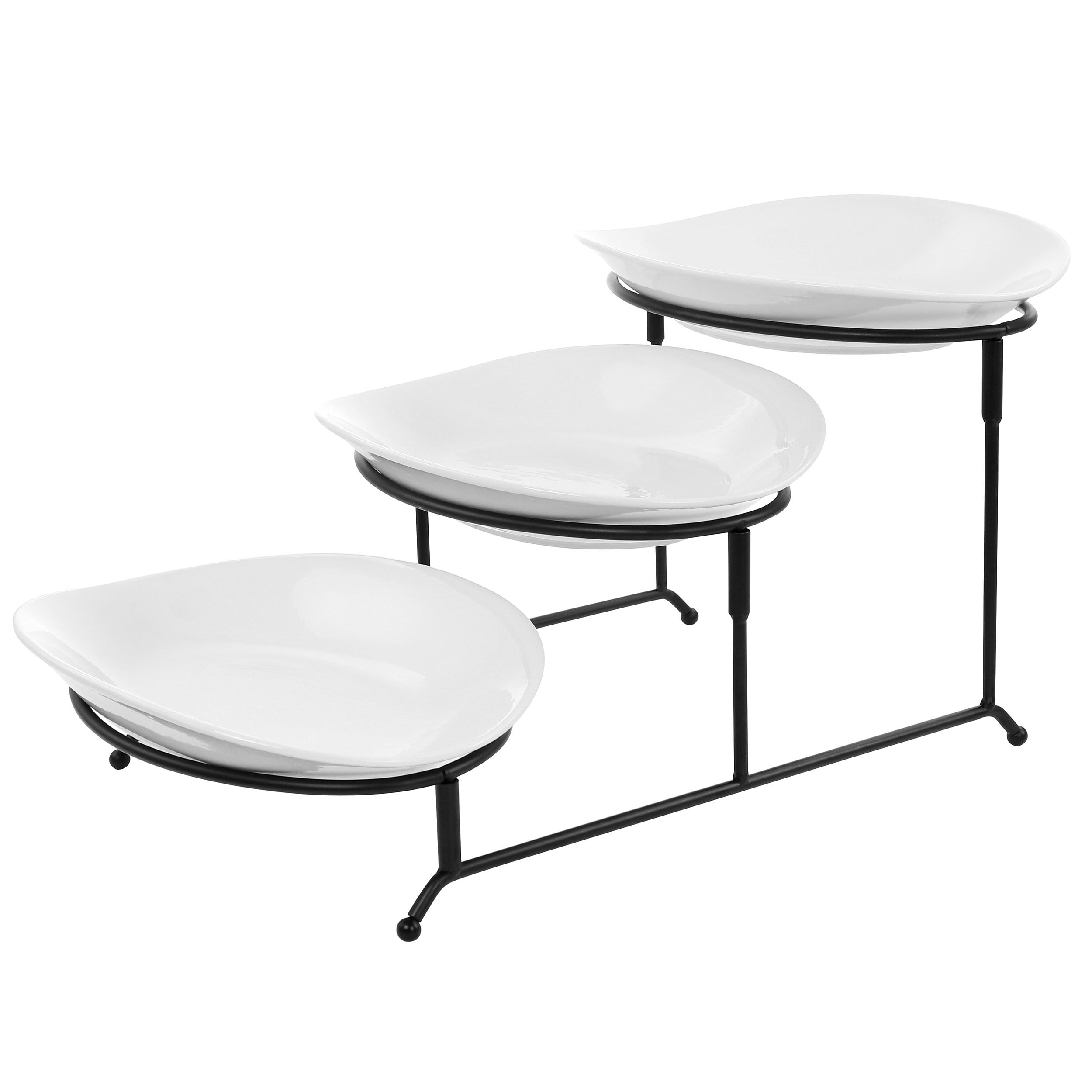 Elama 3 Tier Oval Plate Porcelain Serverware Set - Walmart.com