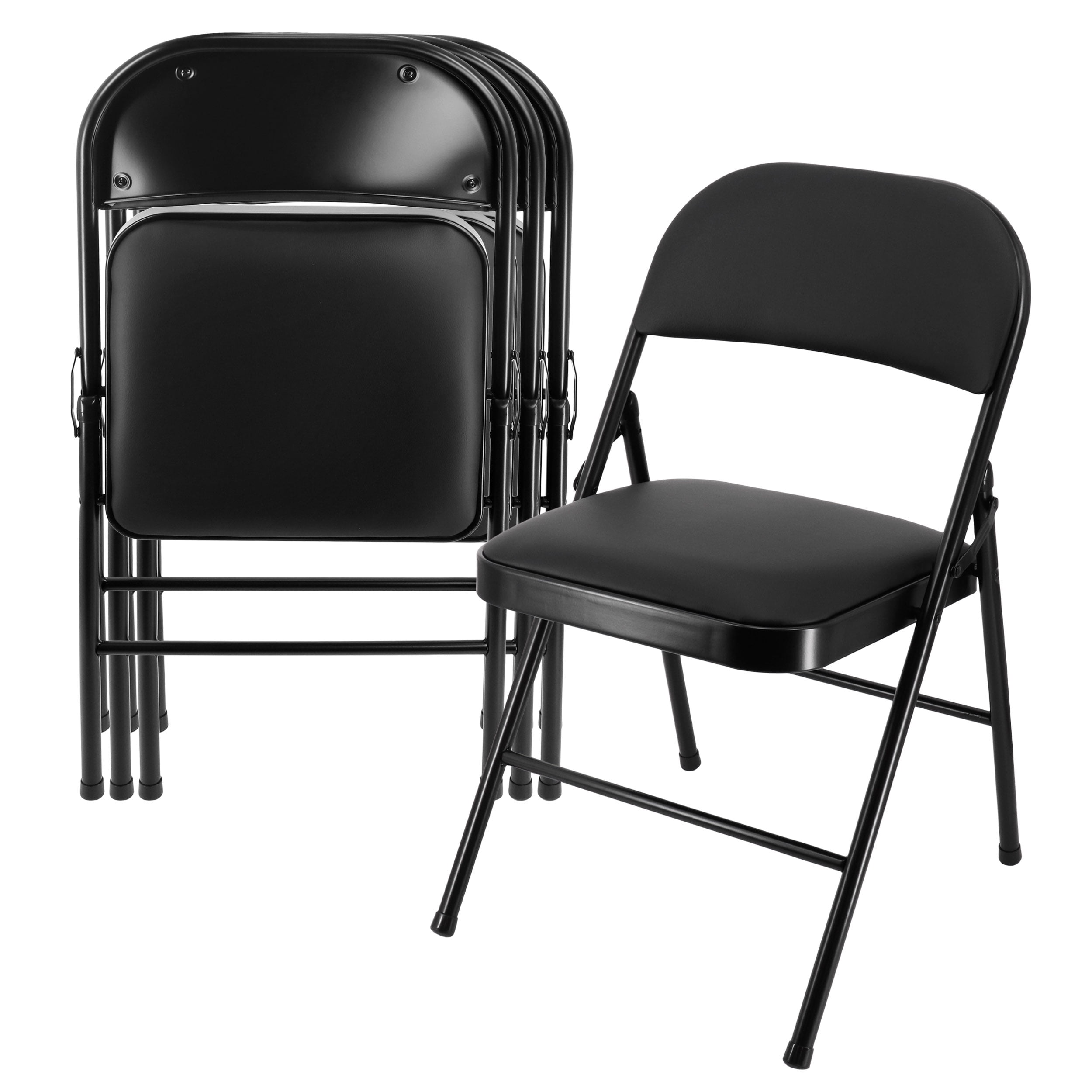Elama 4 Piece Metal Folding Chair with Padded Seats in Black - Walmart.com