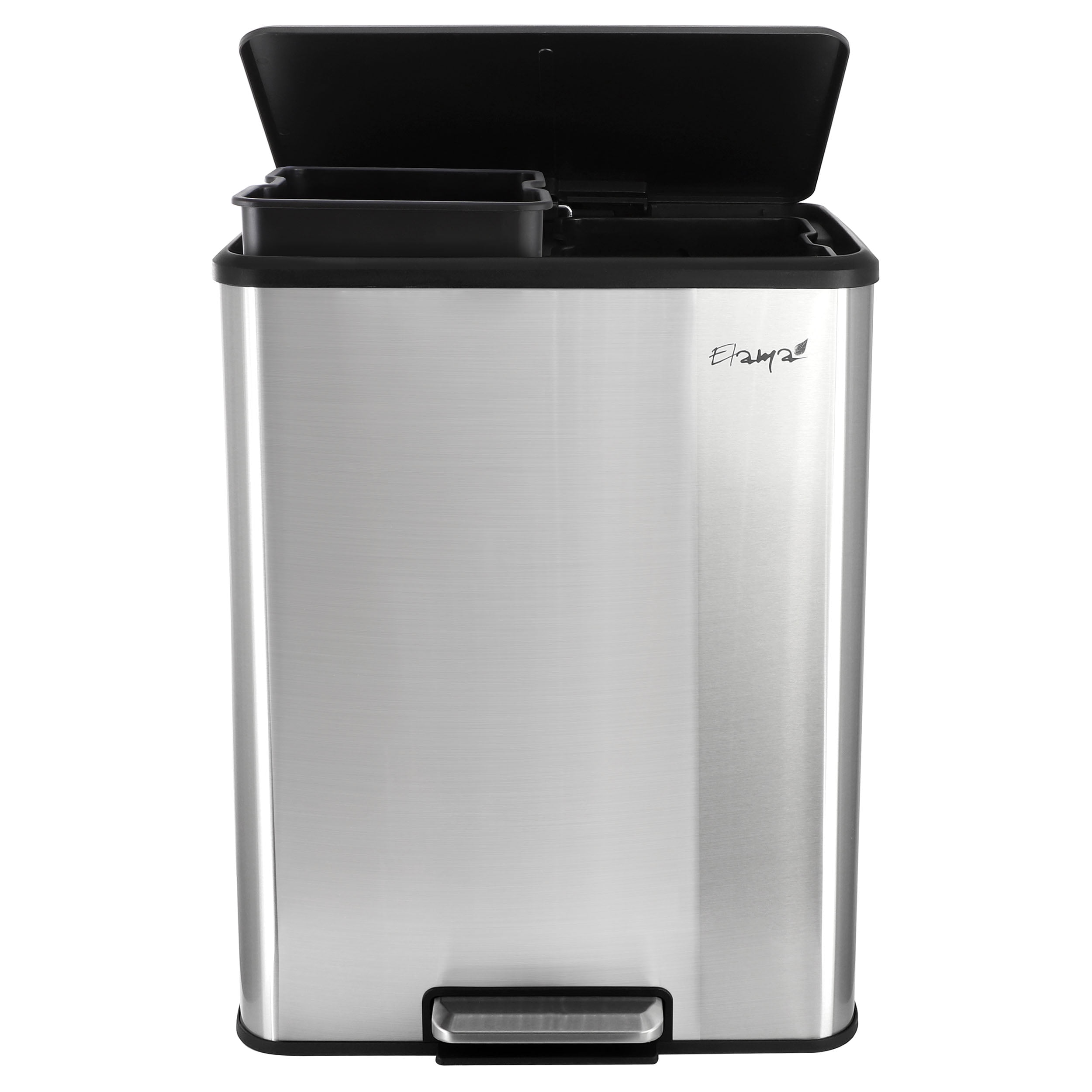Elama 16 Gallon 2 Compartment Large 8 Gallon Split Stainless Steel Step ...