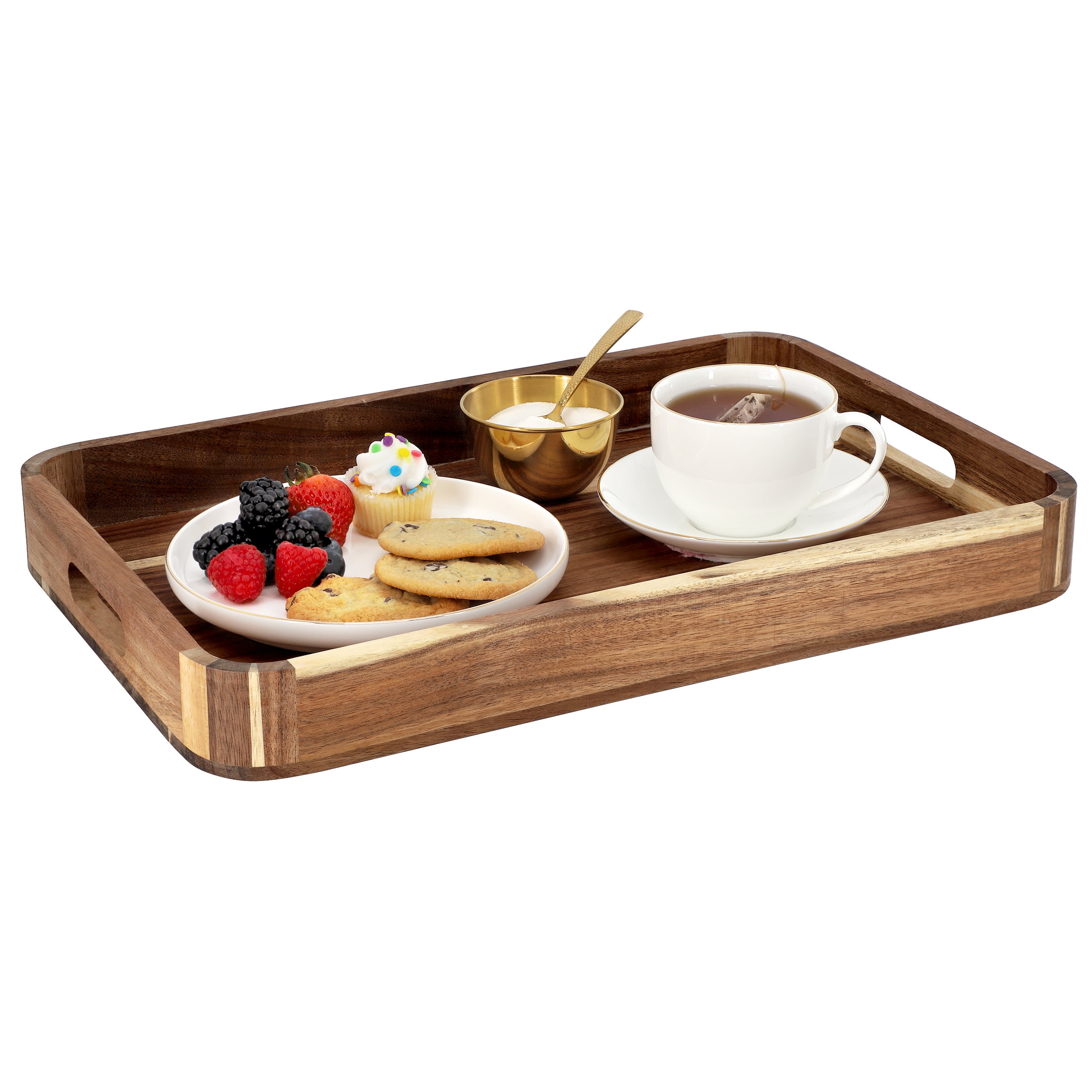 Elama Acacia Wood 17.75 x 12 Inch Rectangle Serving Tray - Walmart.com