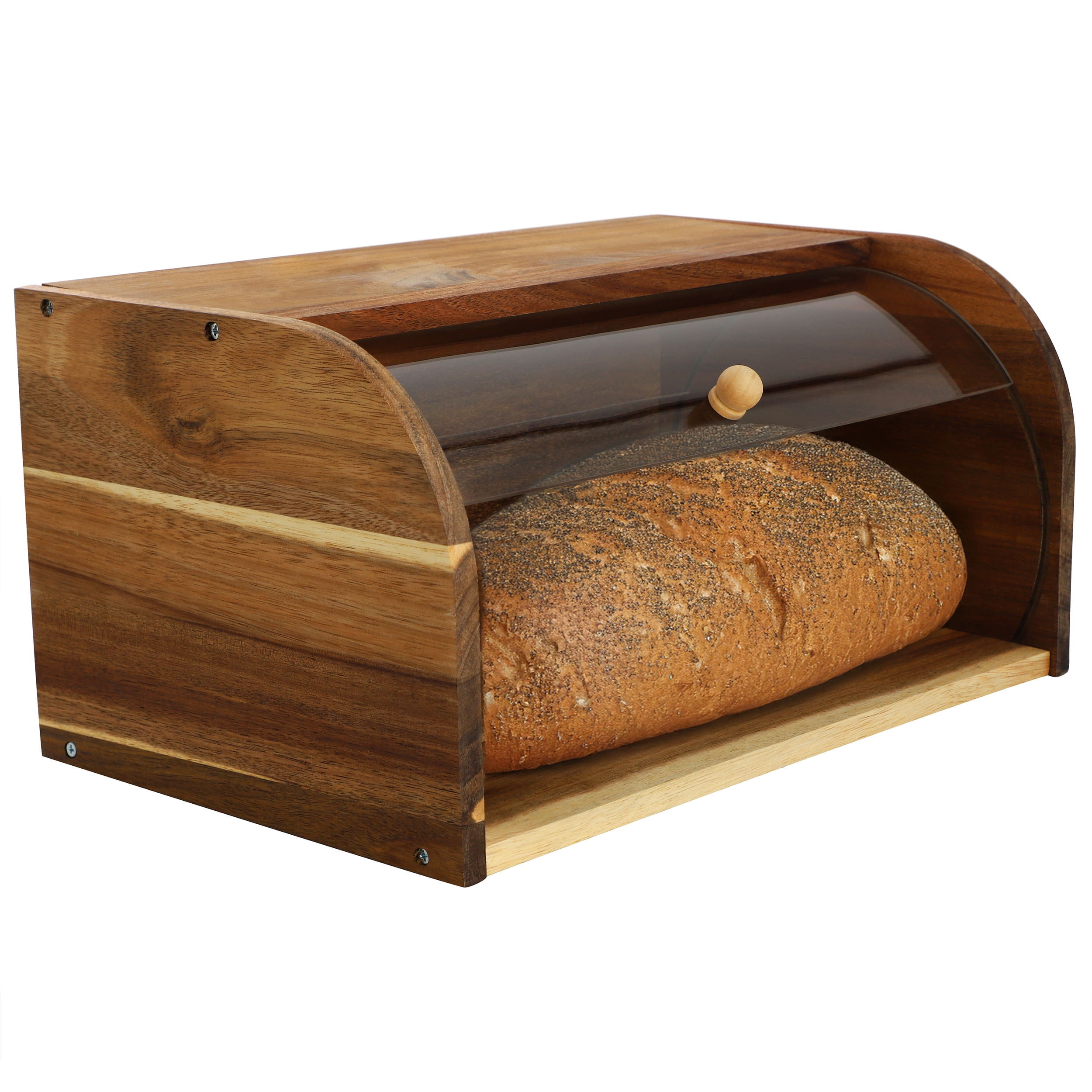 Elama Acacia Wood Bread Box with Sliding Plastic Lid - Walmart.com