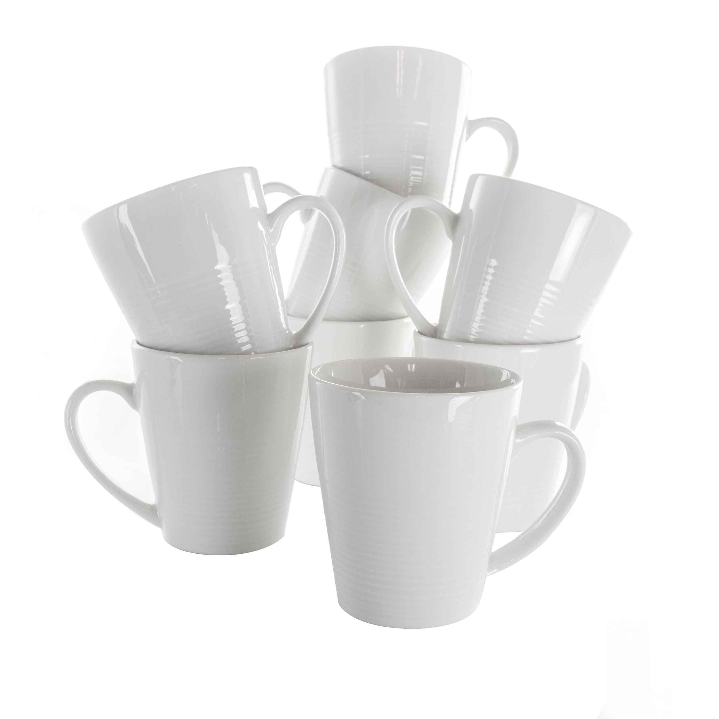 Elama Amie 8 Piece 12 Ounce Porcelain Mug Set in White - Walmart.com