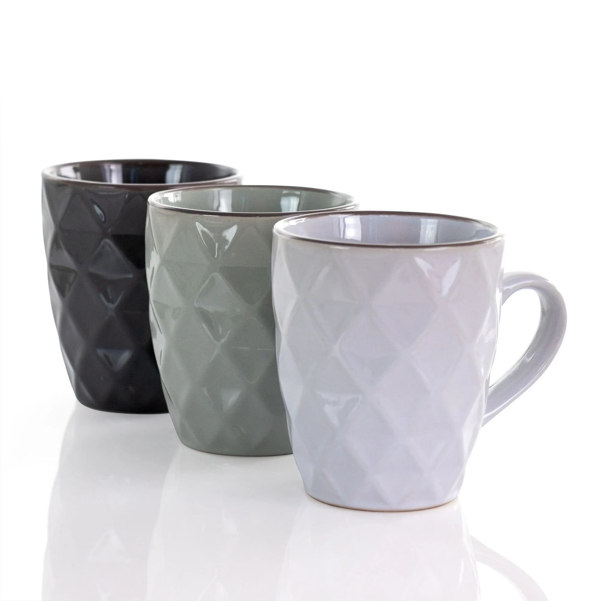 Elama Diamond Waves 6-Piece 12 oz. Stoneware Mug Set with Metal Stand ...