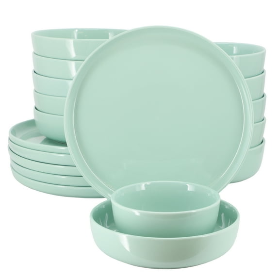 Elama Duncan 18 Piece Porcelain Dinnerware Set in Mint - Walmart.com