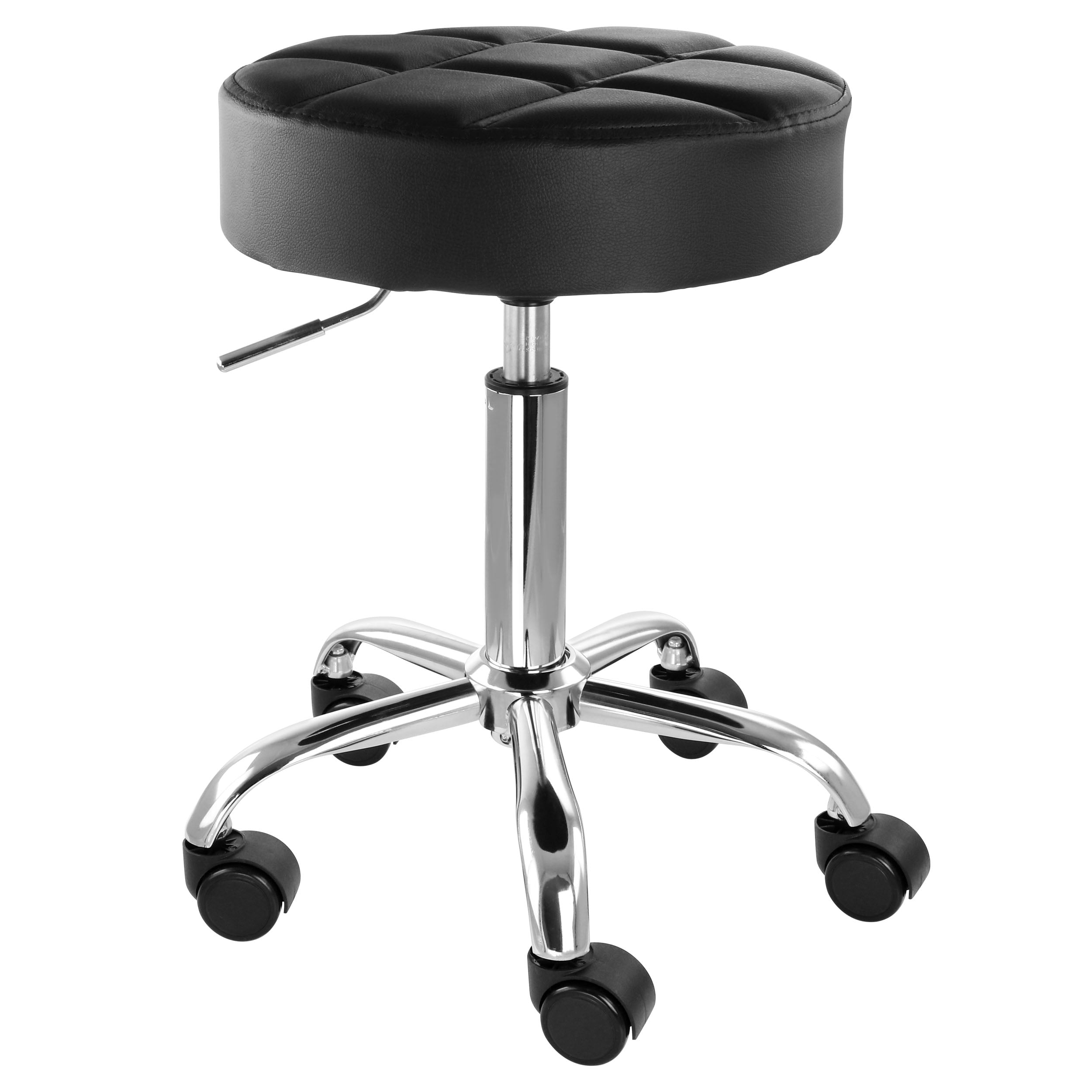 Elama Faux Leather Adjustable Backless Rolling Stool in Black with ...