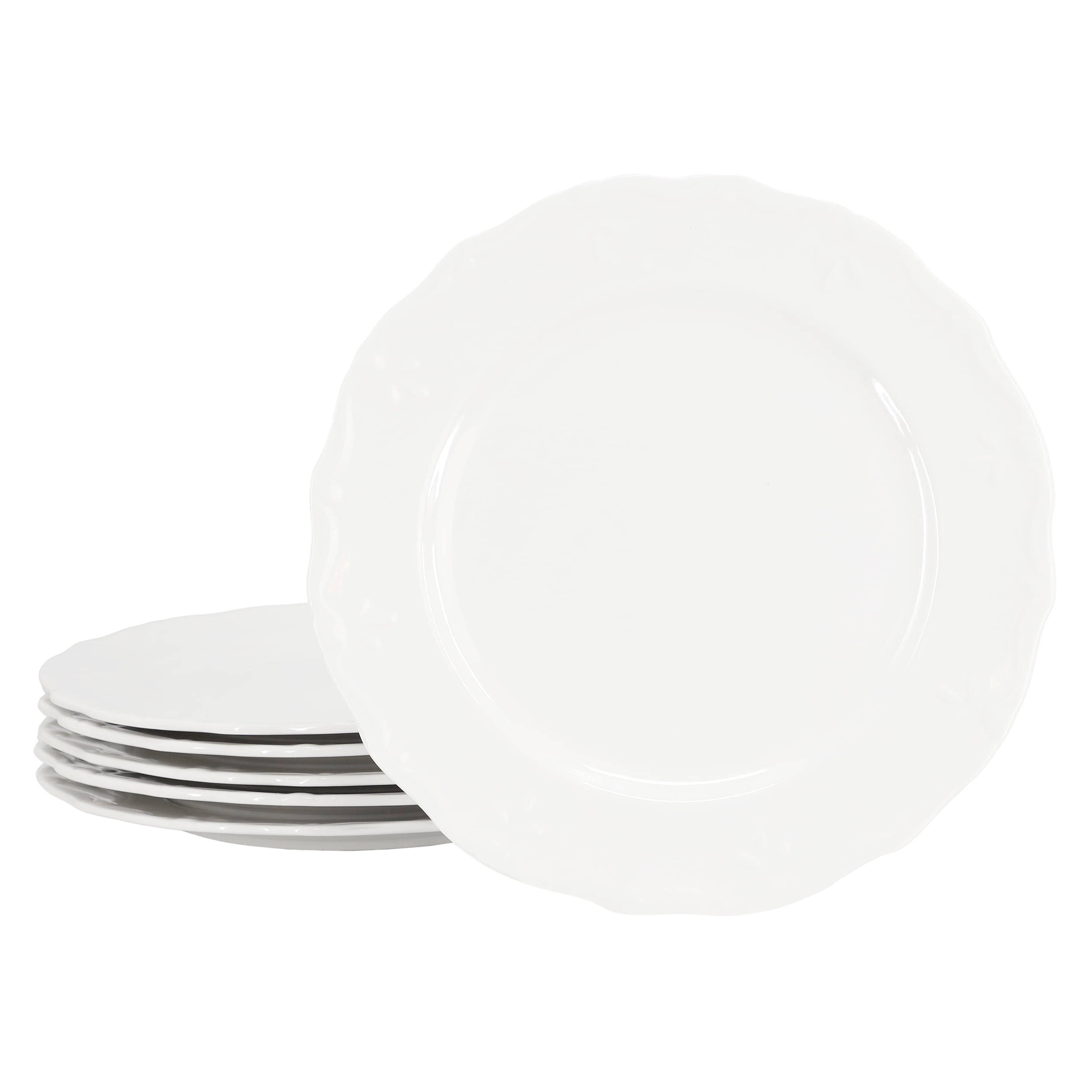 Elama Henryi 6 Piece 10.6 Inch Porcelain Dinner Plate Set in White ...