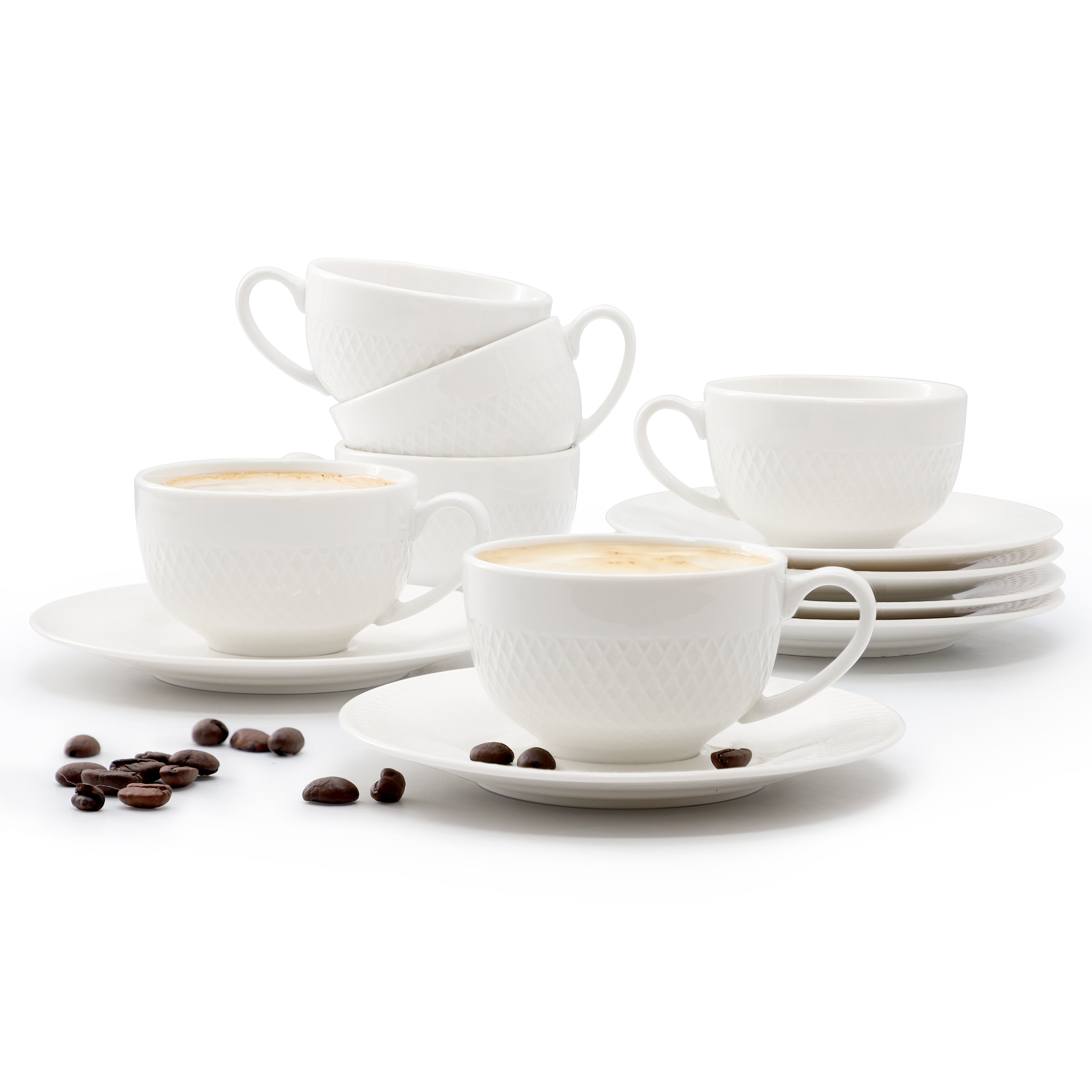 Elama Luna 12 Piece 3 Ounce Porcelain Espresso Cup Set in White with ...