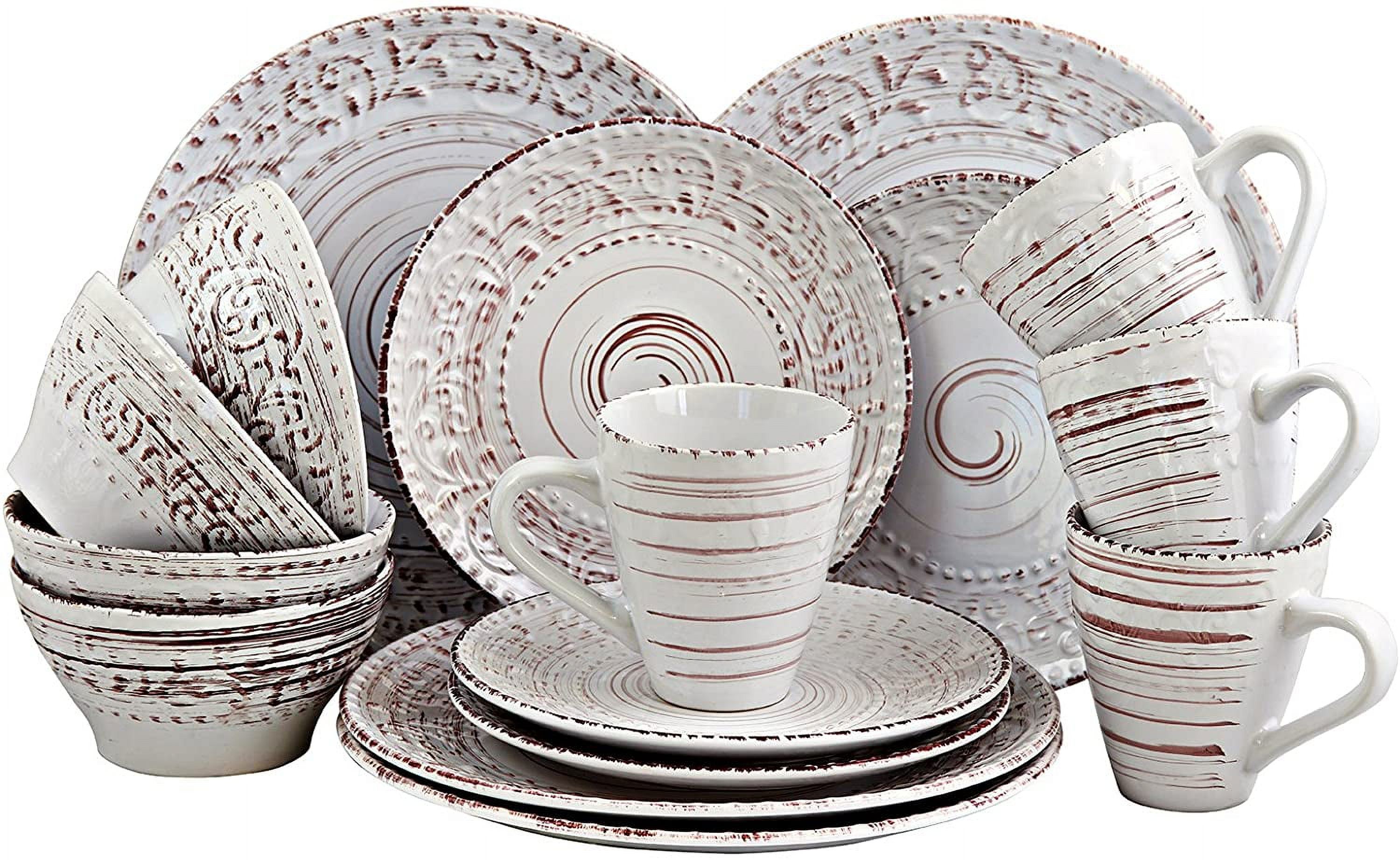 Elama Malibu Sands 16-Piece Dinnerware Set in Shell - Walmart.com