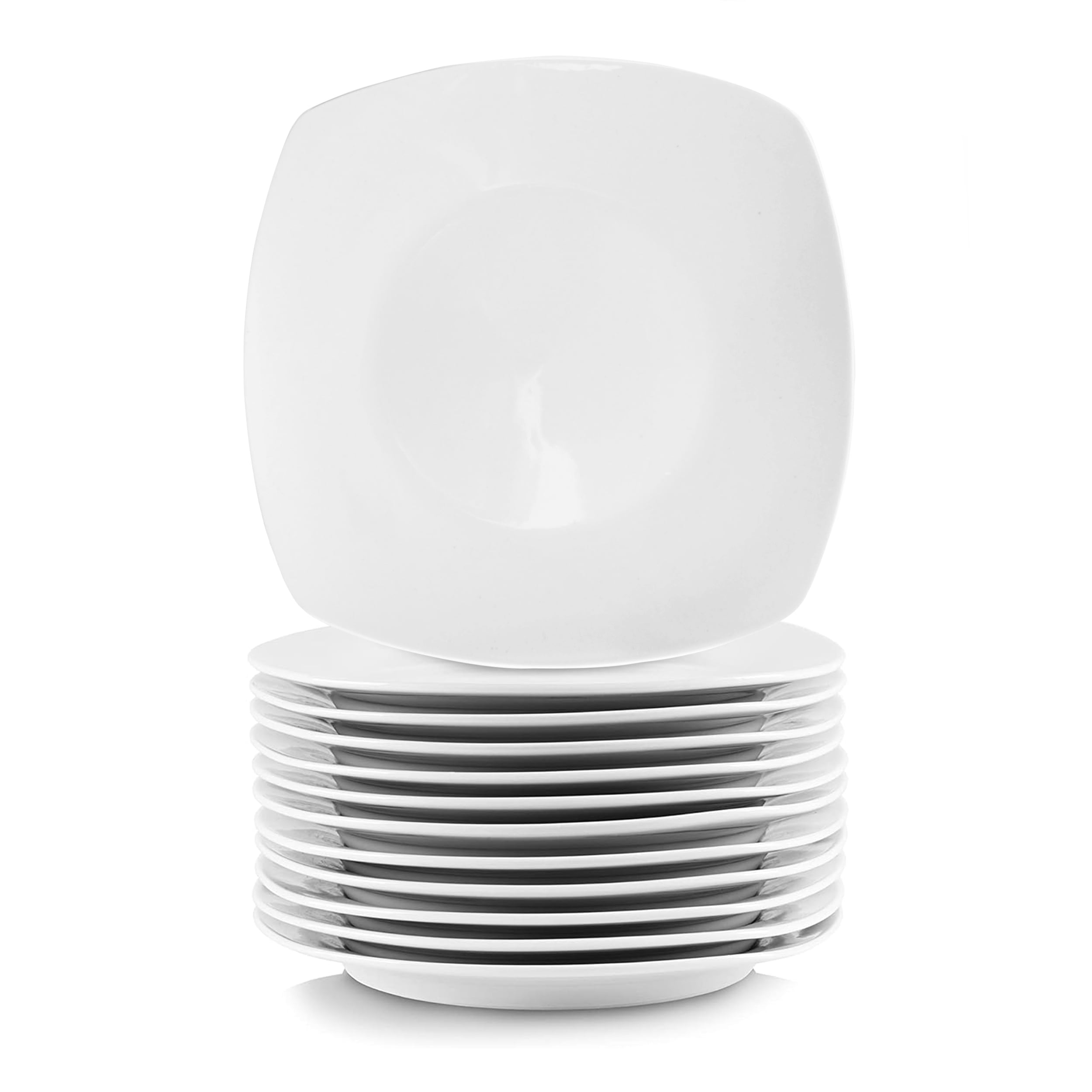 Elama Professional Kitchen 12 Piece Porcelain Square Dinner Plate Set in White - Walmart.com