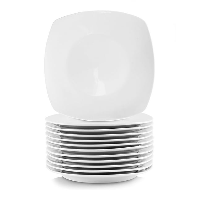 Elama Professional Kitchen 12 Piece Porcelain Square Dinner Plate Set ...