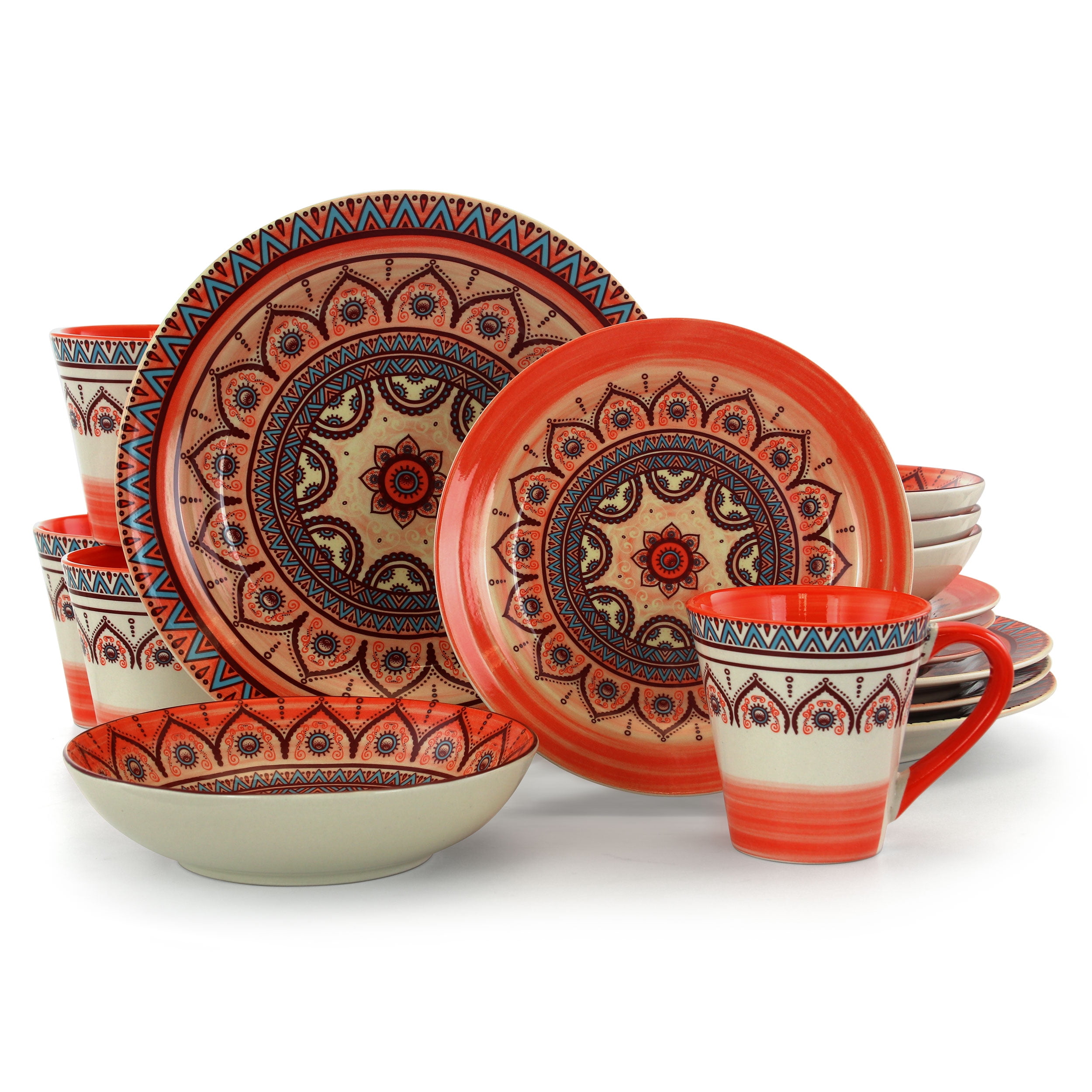 Elama Zen Rust Mozaik 16 Piece Dinnerware Set - Walmart.com