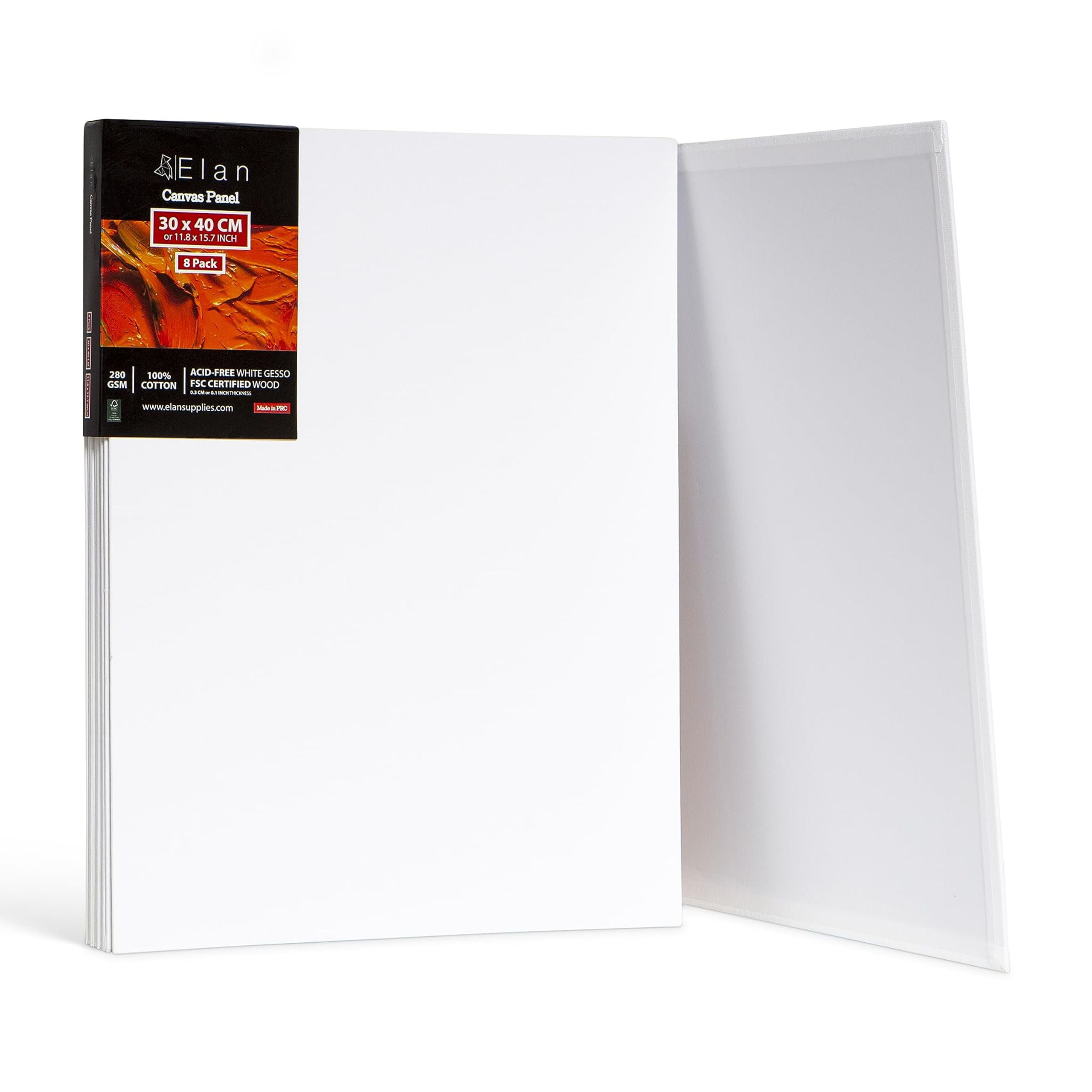 Elan Cotton Canvas Panels 12x16, 8-Pack Canvas Boards Painting ...