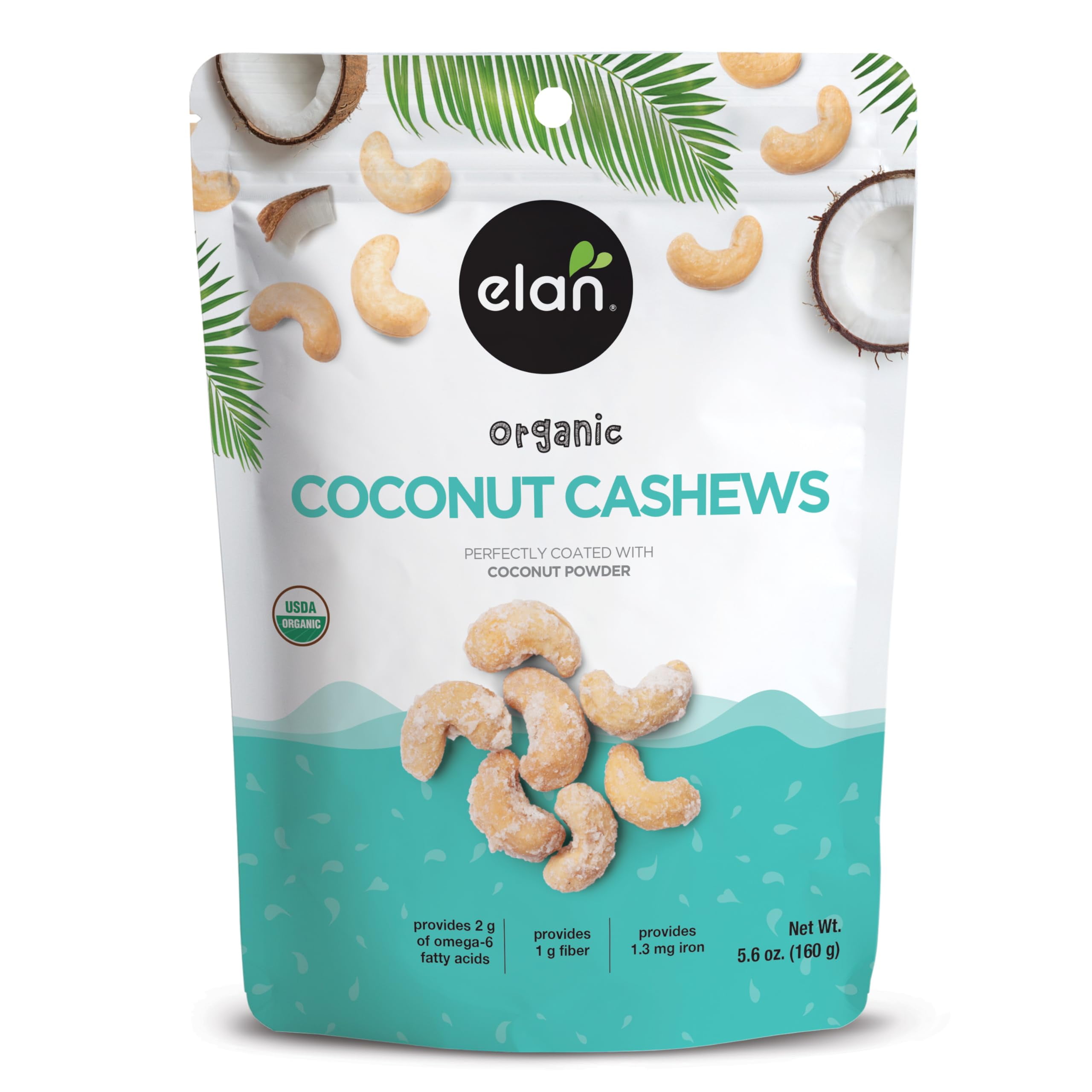 Elan Organic Coconut Cashews, SBF3 5.6 oz, Non-GMO, Gluten-Free, Vegan ...