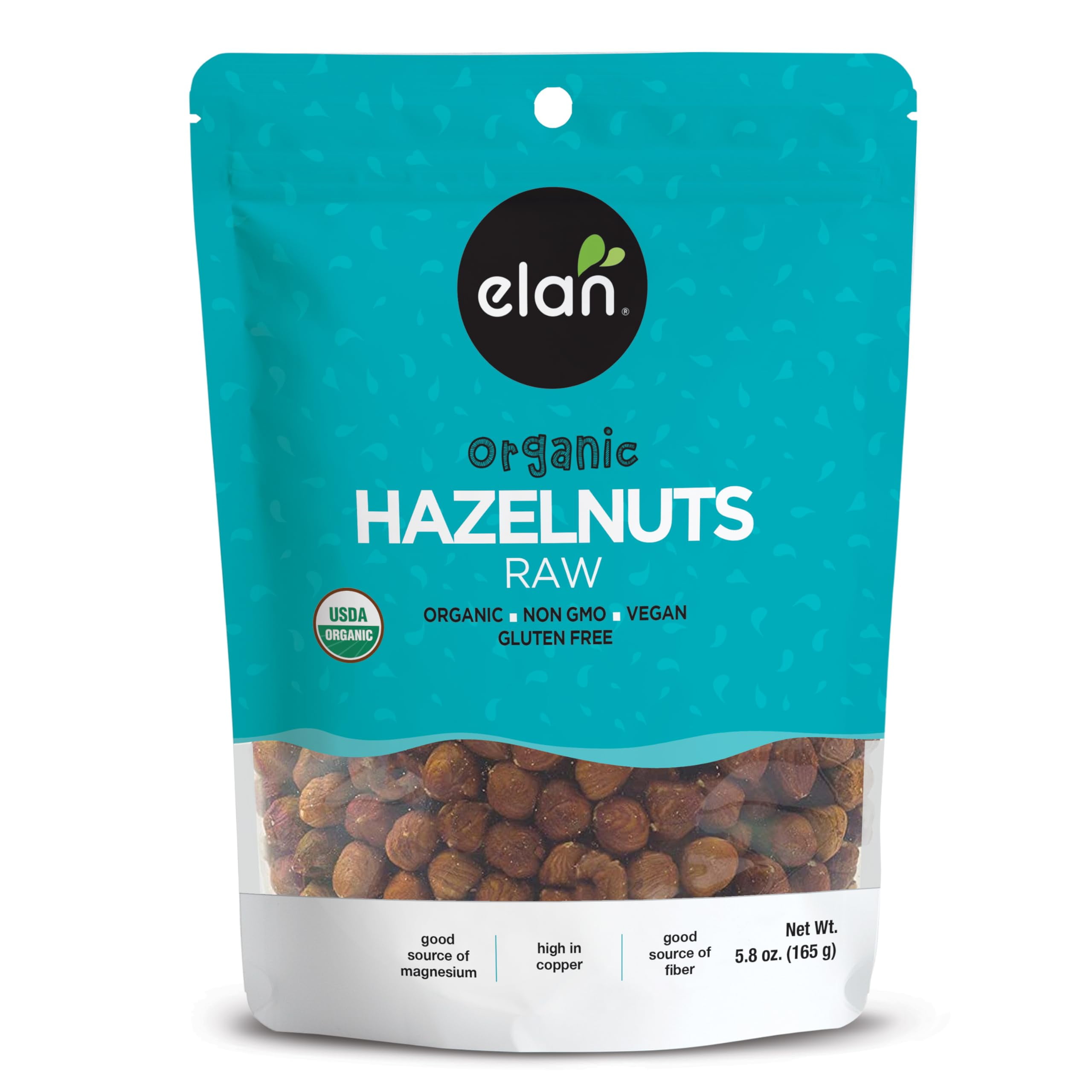 Elan Organic Raw Hazelnuts, AKF18 5.8 oz, Unsalted, Unroasted, Shelled ...