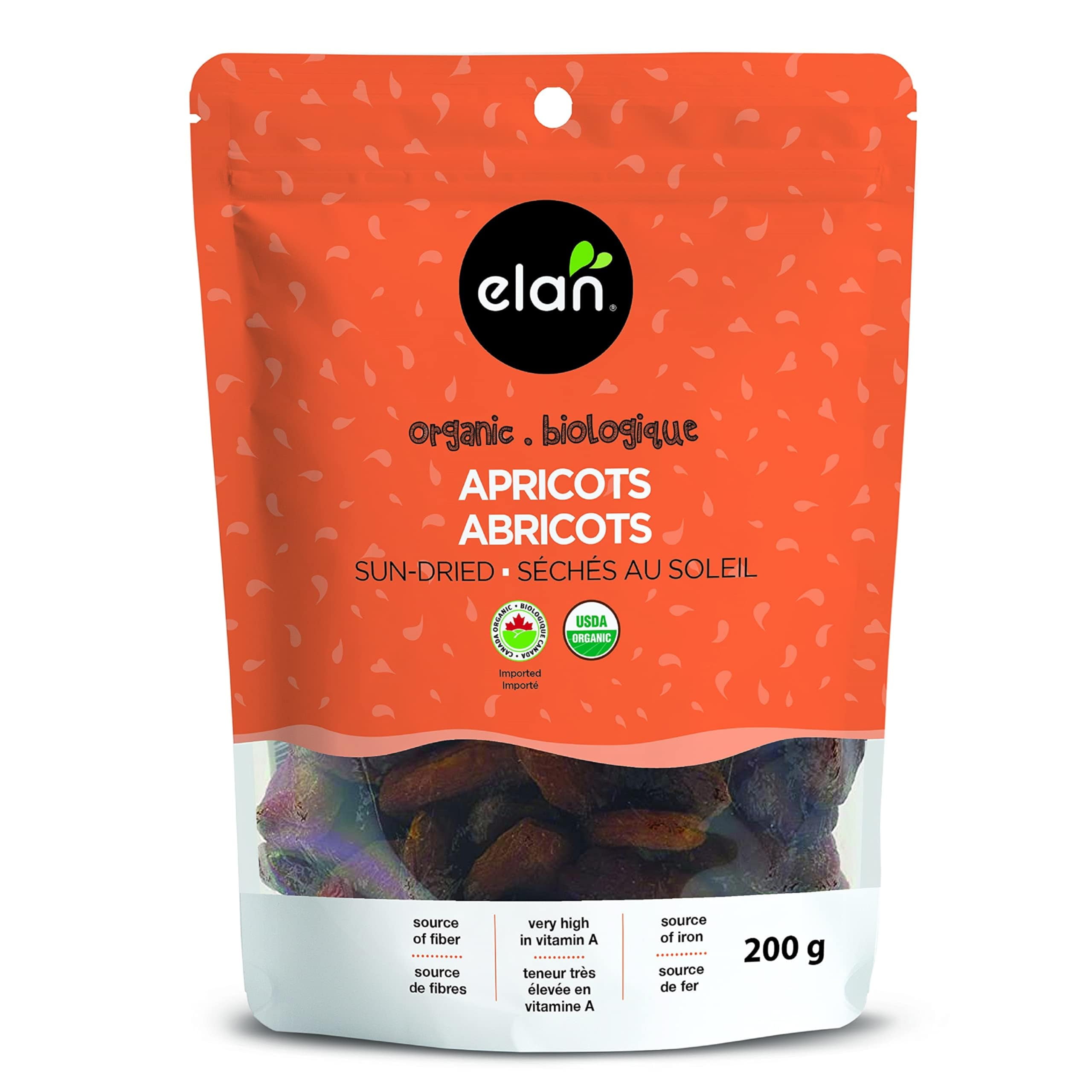 Elan Organic Sun-Dried Apricots, IRF13 7 oz, Dried Fruits, No Sulphites ...