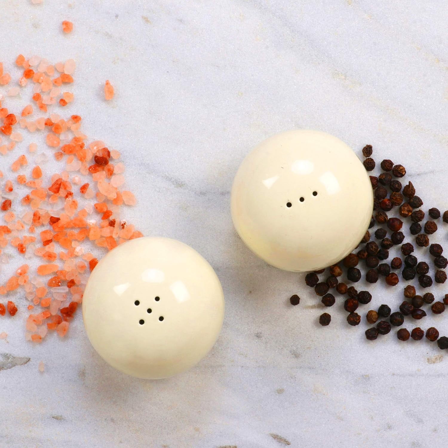 Elan Round Salt and Pepper Set for Dining Table Shakers Seasoning Jars ...