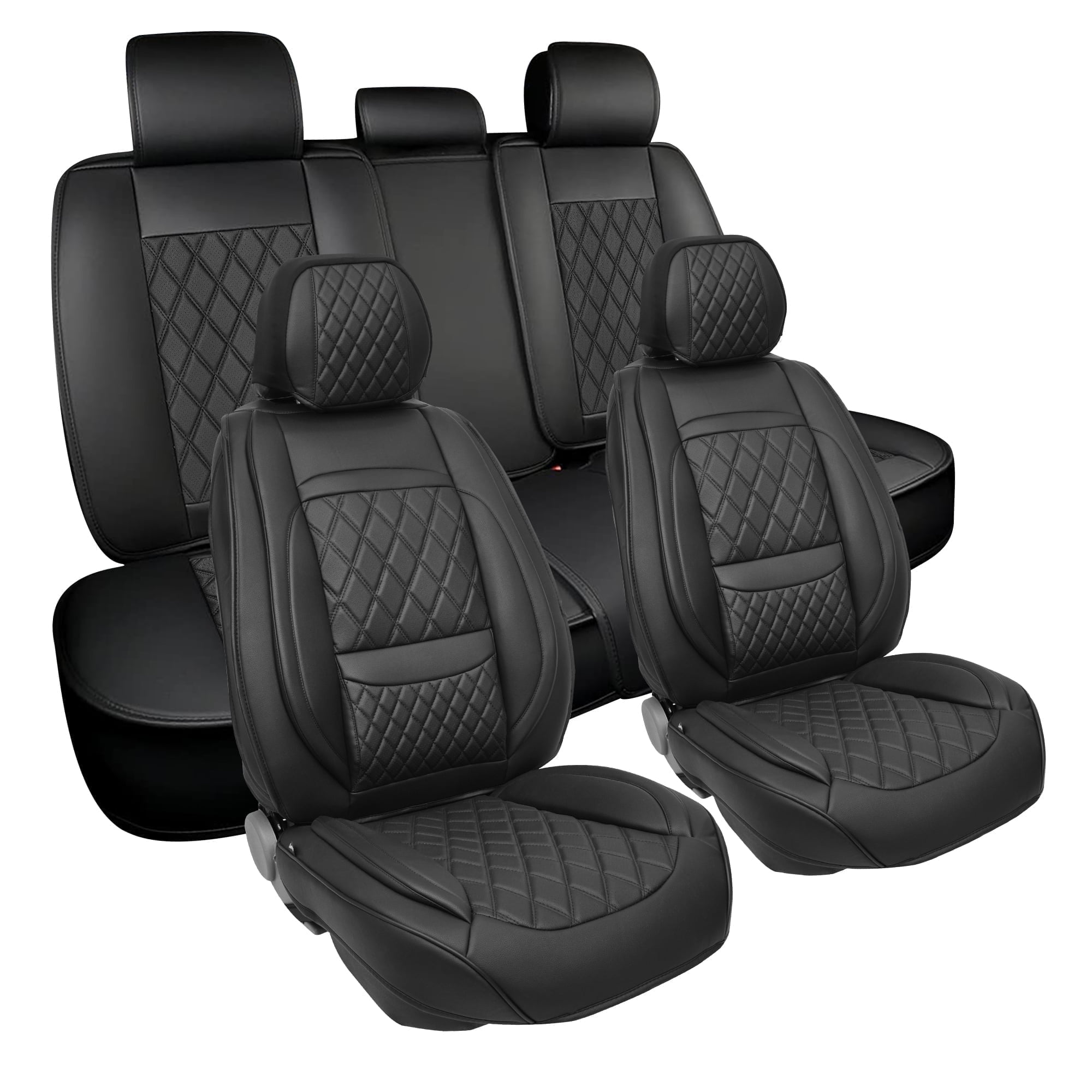 Elantrip Black Luxury Diamond Design Leather Car Seat Cover, Waterproof ...