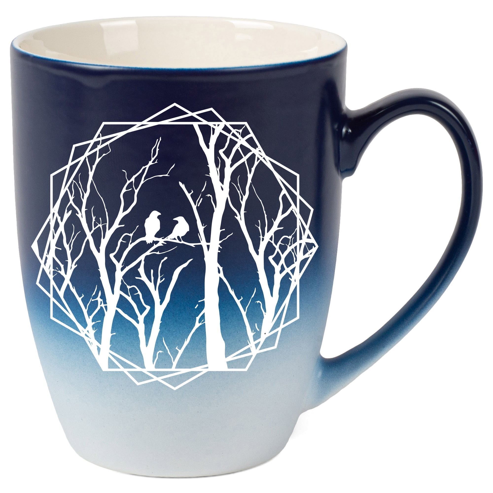 Elanze Designs Birds and Branches Two Toned Ombre Matte Navy Blue and ...