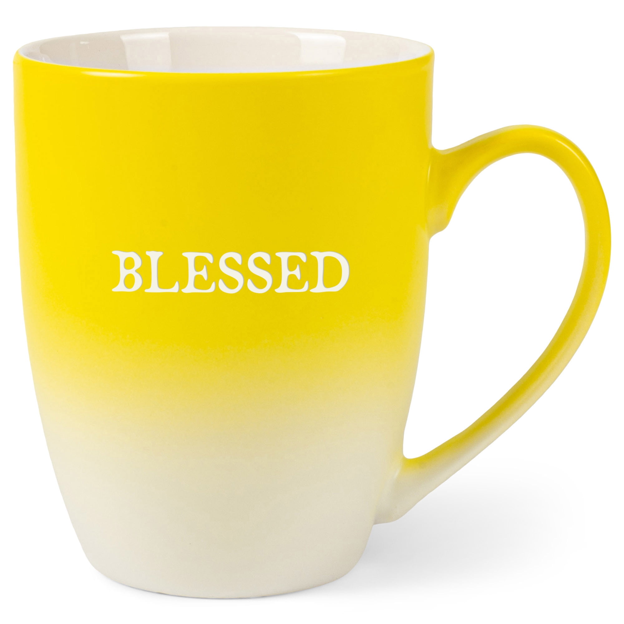 Elanze Designs Blessed Two Toned Ombre Matte Yellow and White 12 ounce ...