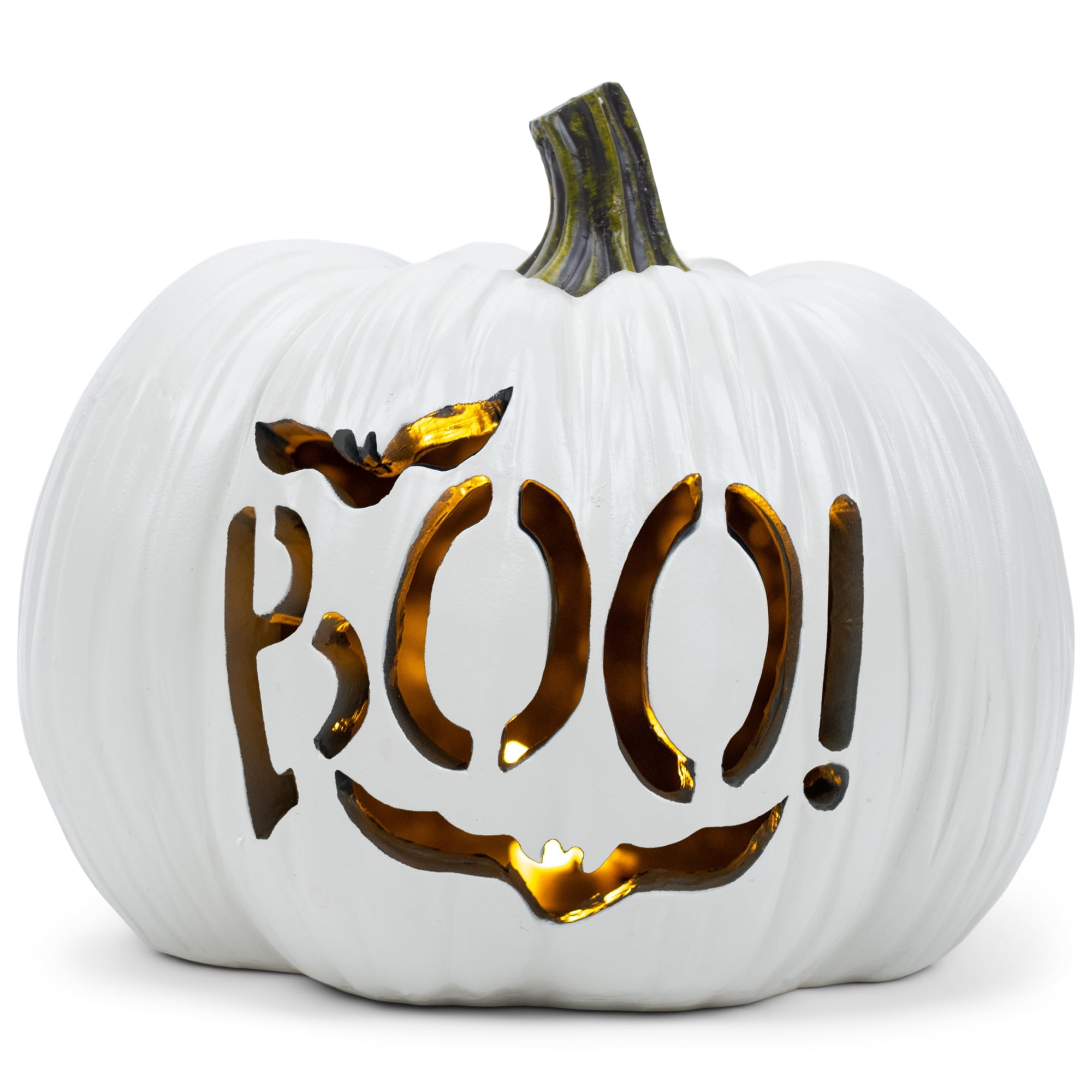 Elanze Designs Boo Bat White 8 inch Resin Stone Light Up Halloween ...