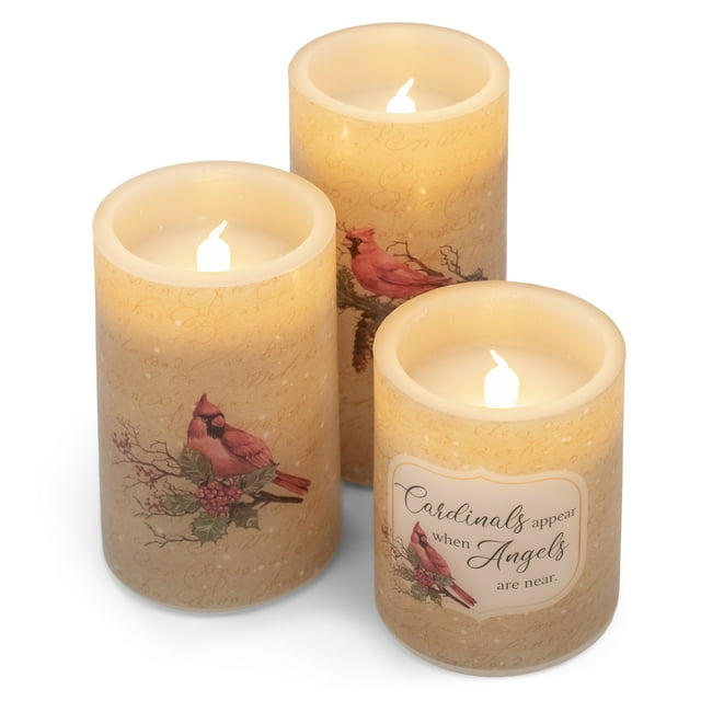 Elanze Designs Cardinals and Angels Red 6 inch Wax Flameless Candles ...