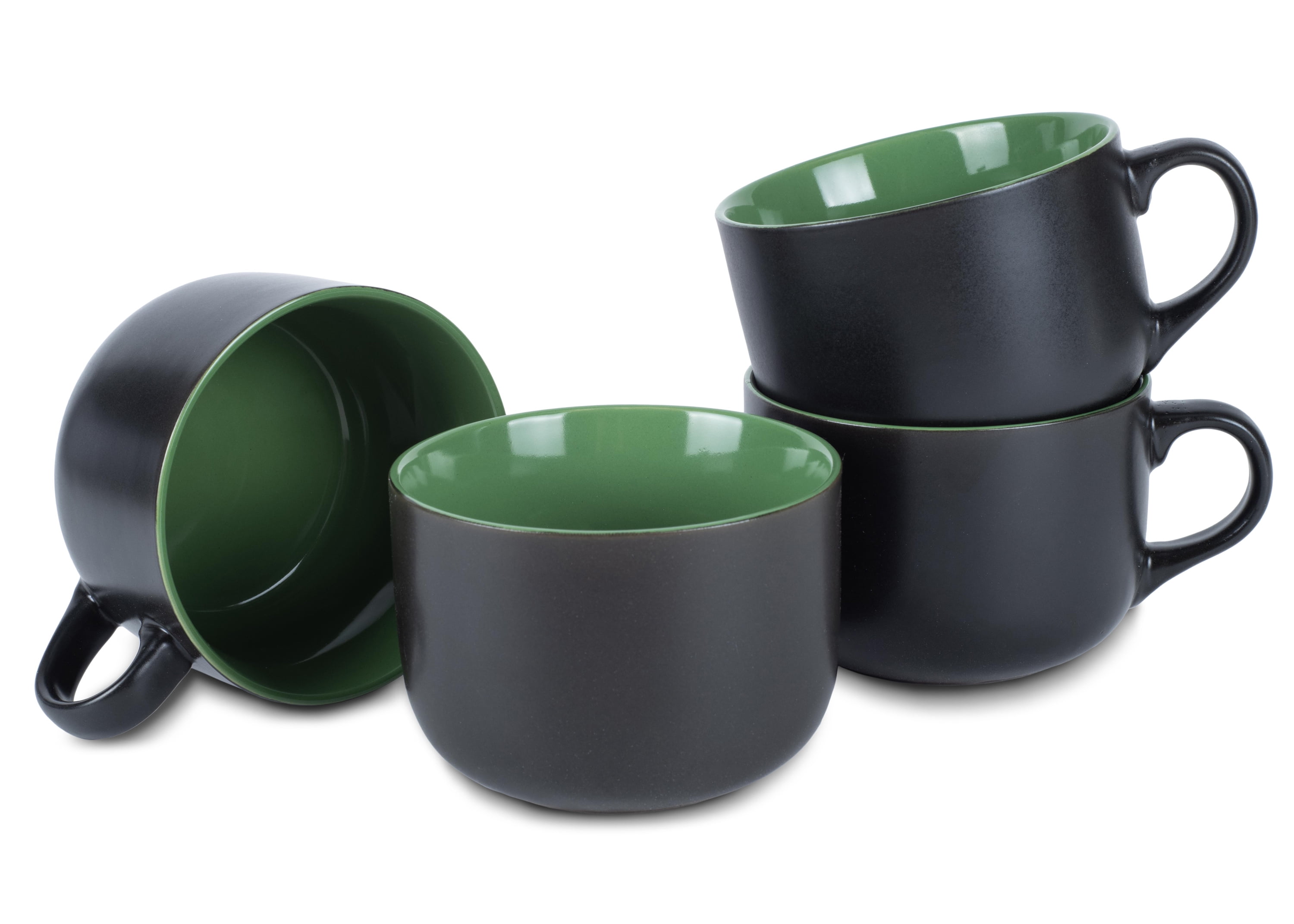 Elanze Designs Color Pop Green 24 ounce Glossy Ceramic Jumbo Mugs Set ...