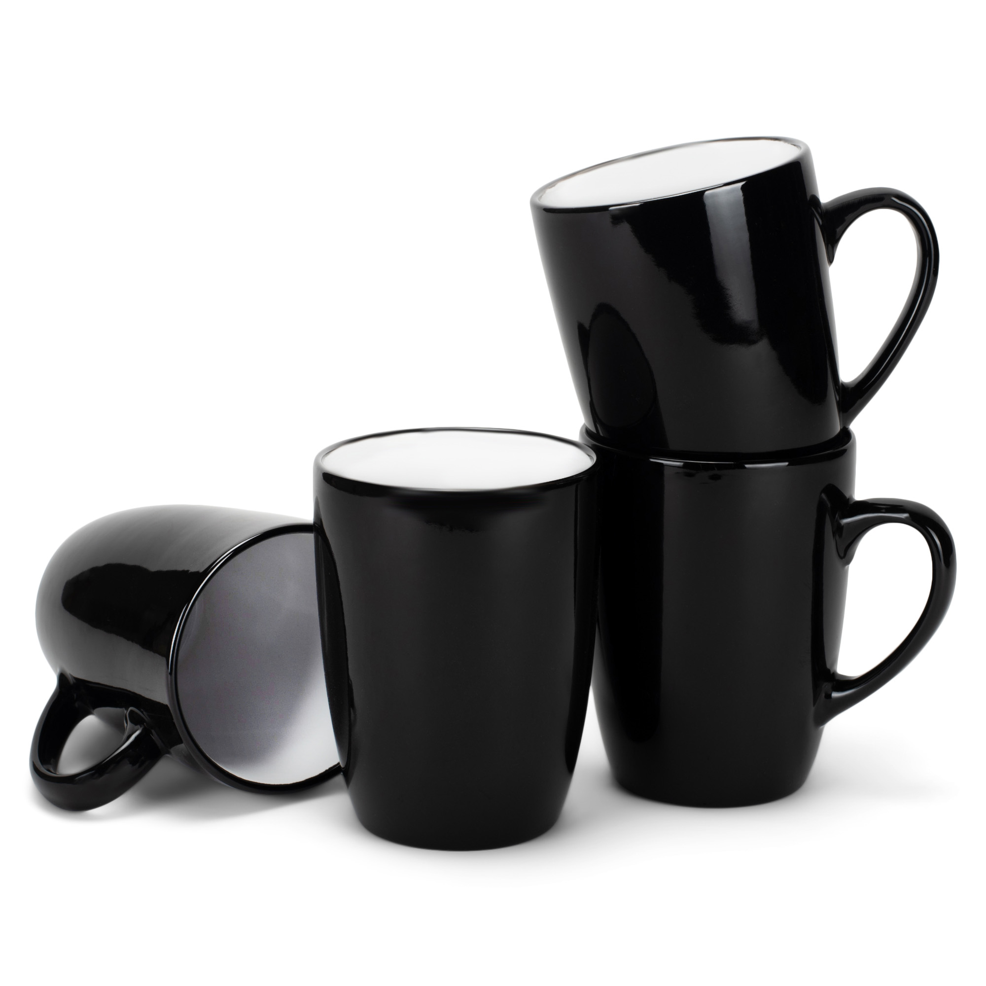 Elanze Designs Color Pop White Black Exterior 16 ounce Glossy Ceramic ...