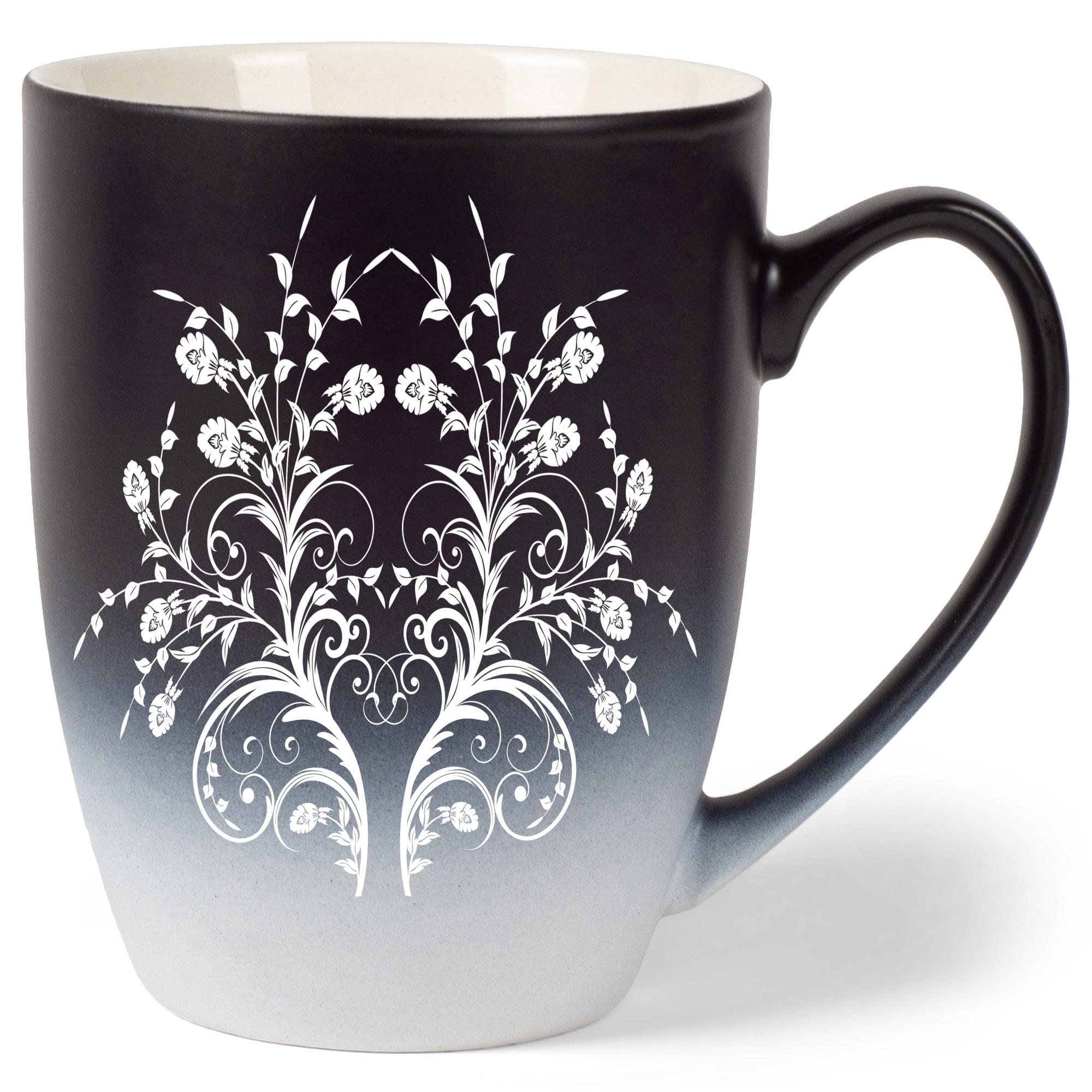 Elanze Designs Damask Floral Mirror Two Toned Ombre Matte Black and ...