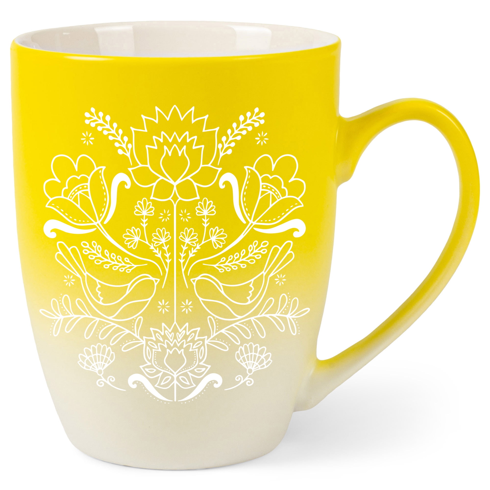 Elanze Designs Damask Threaded Floral Birds Two Toned Ombre Matte ...