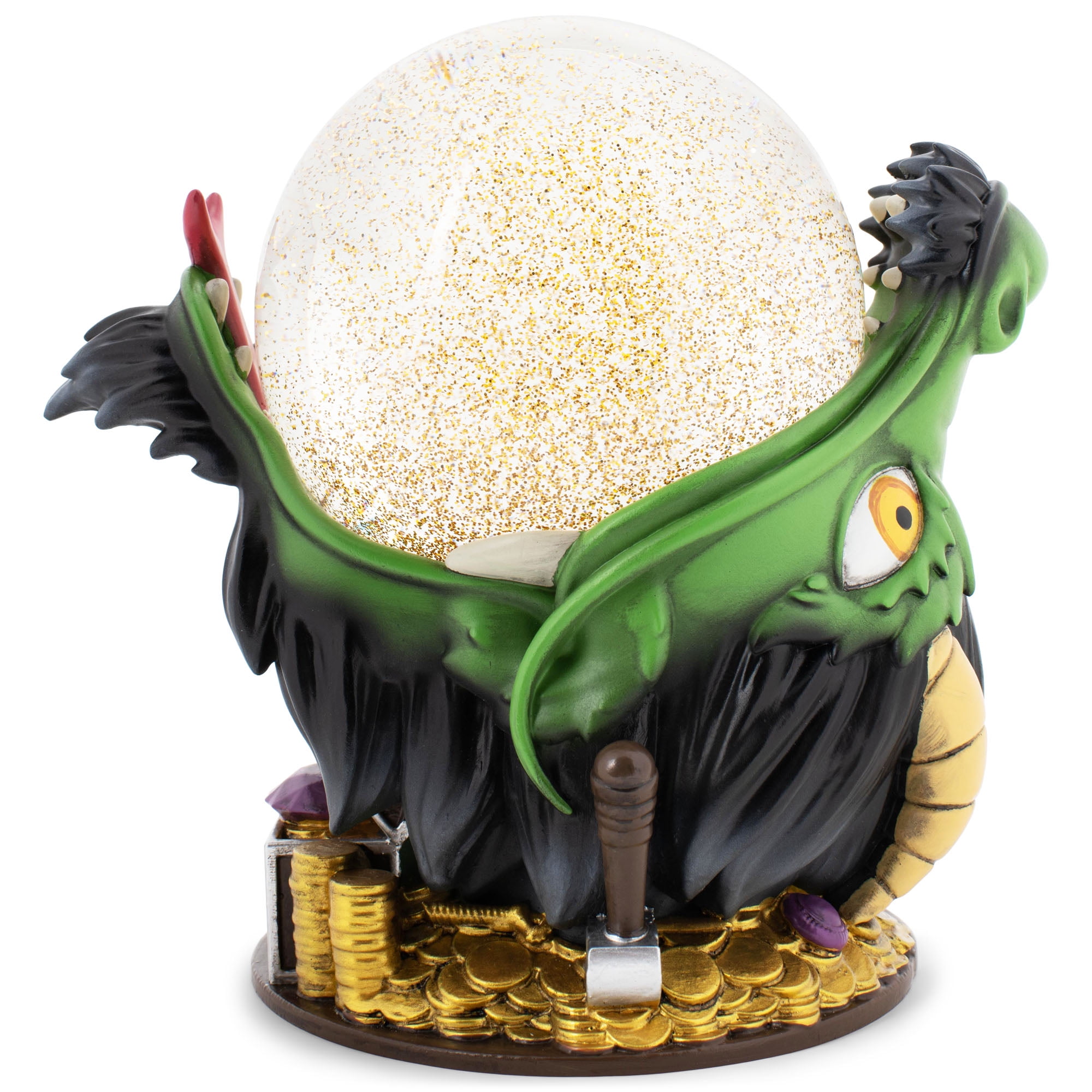 Elanze Designs Dragon Hoarding Treasure 100MM Gold Tone Glitter Snow ...