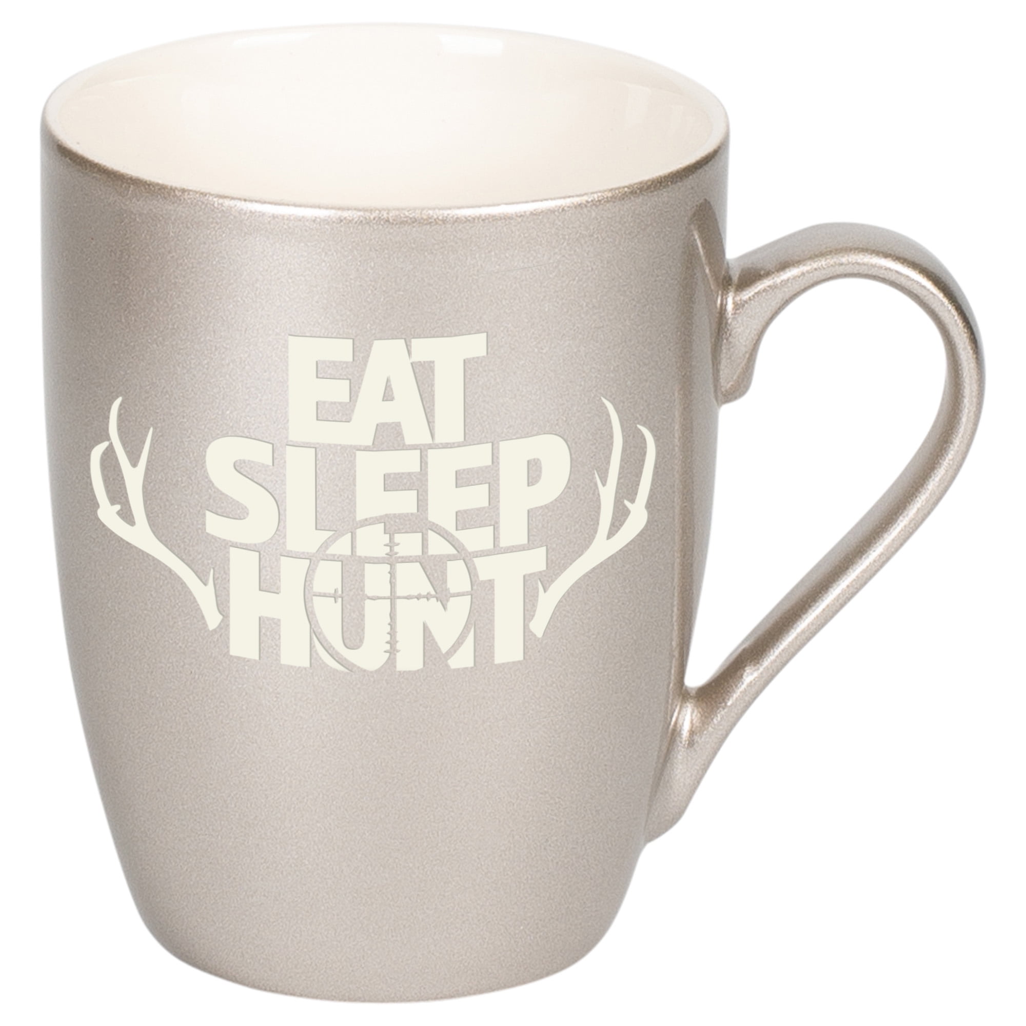 Elanze Designs Eat Sleep Hunt Silver 10 ounce New Bone China Coffee Cup ...