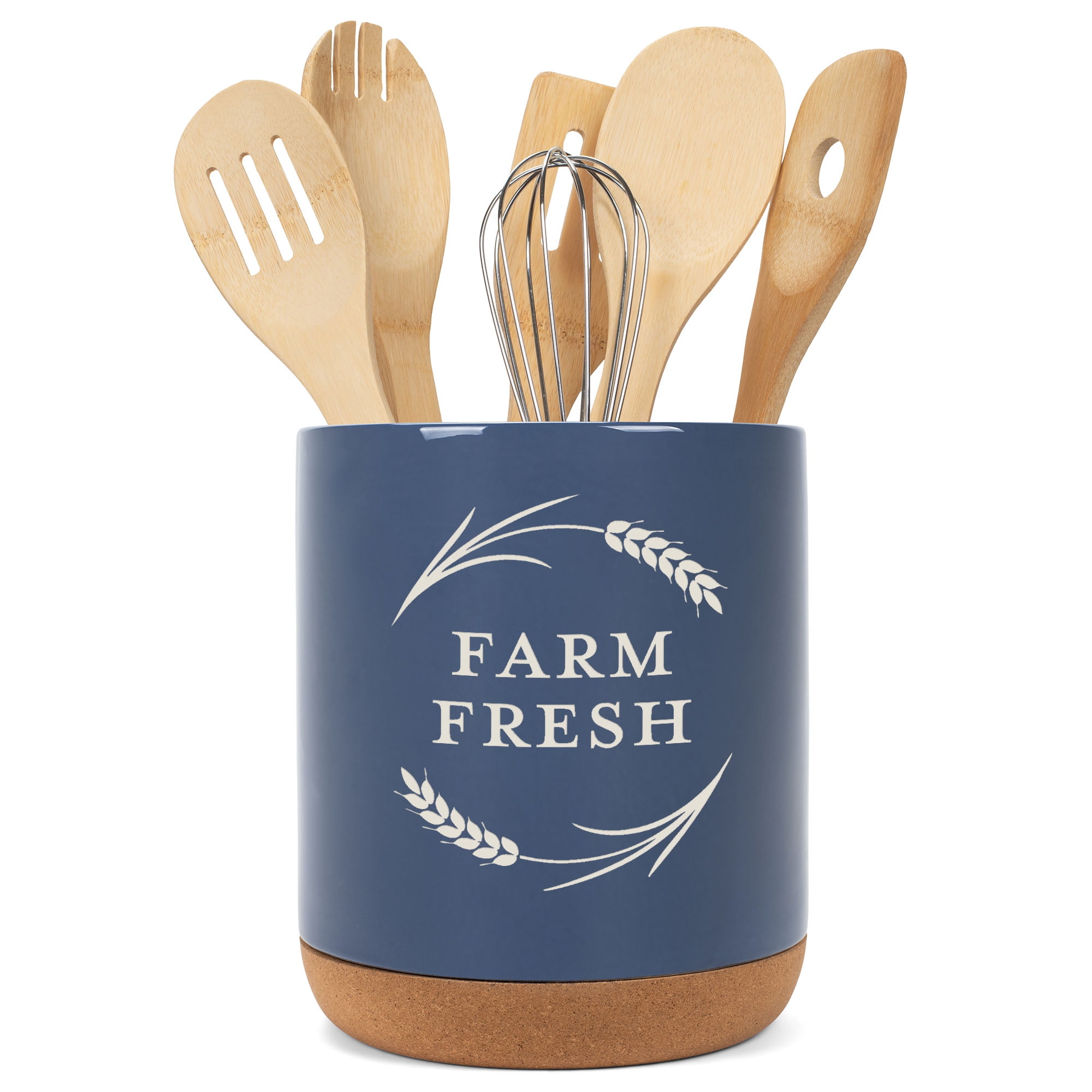 Elanze Designs Farm Fresh Country Kitchen Ceramic Cork Bottom Navy Blue ...