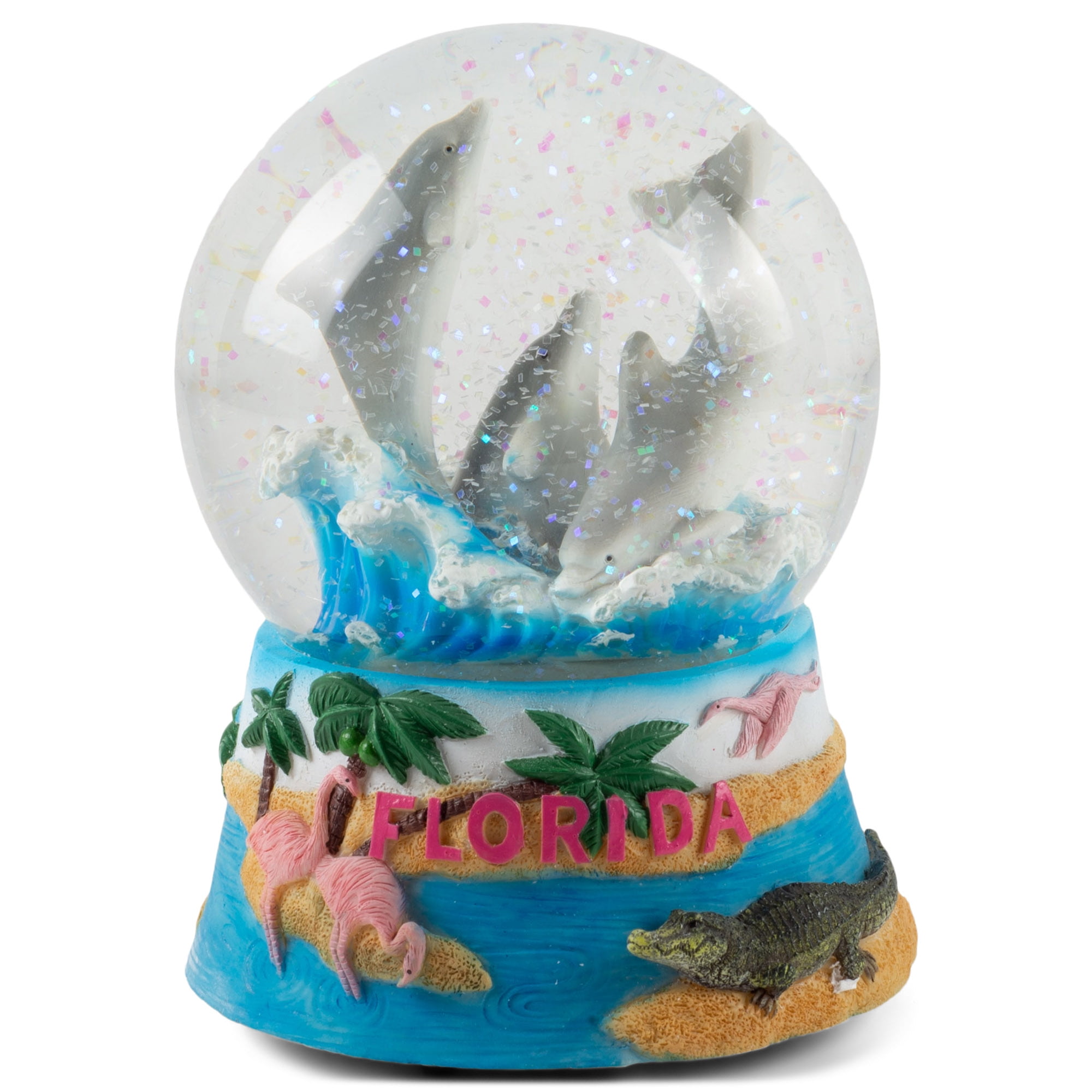 Elanze Designs Florida Dolphins Figurine 100MM Water Globe Plays Tune ...