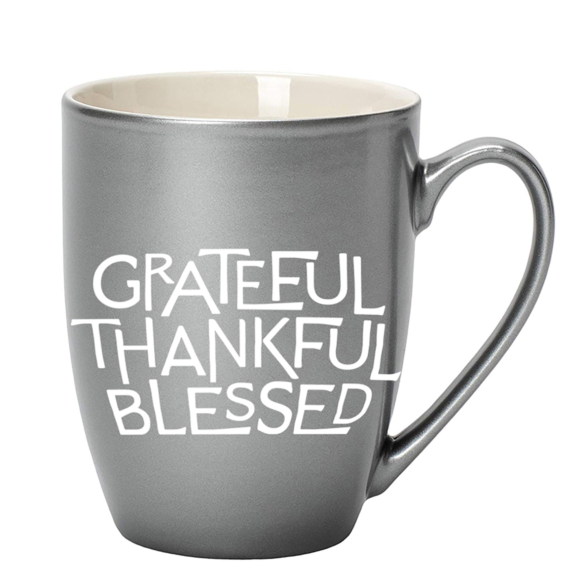Elanze Designs Grateful Thankful Blessed Grey 10 ounce New Bone China ...