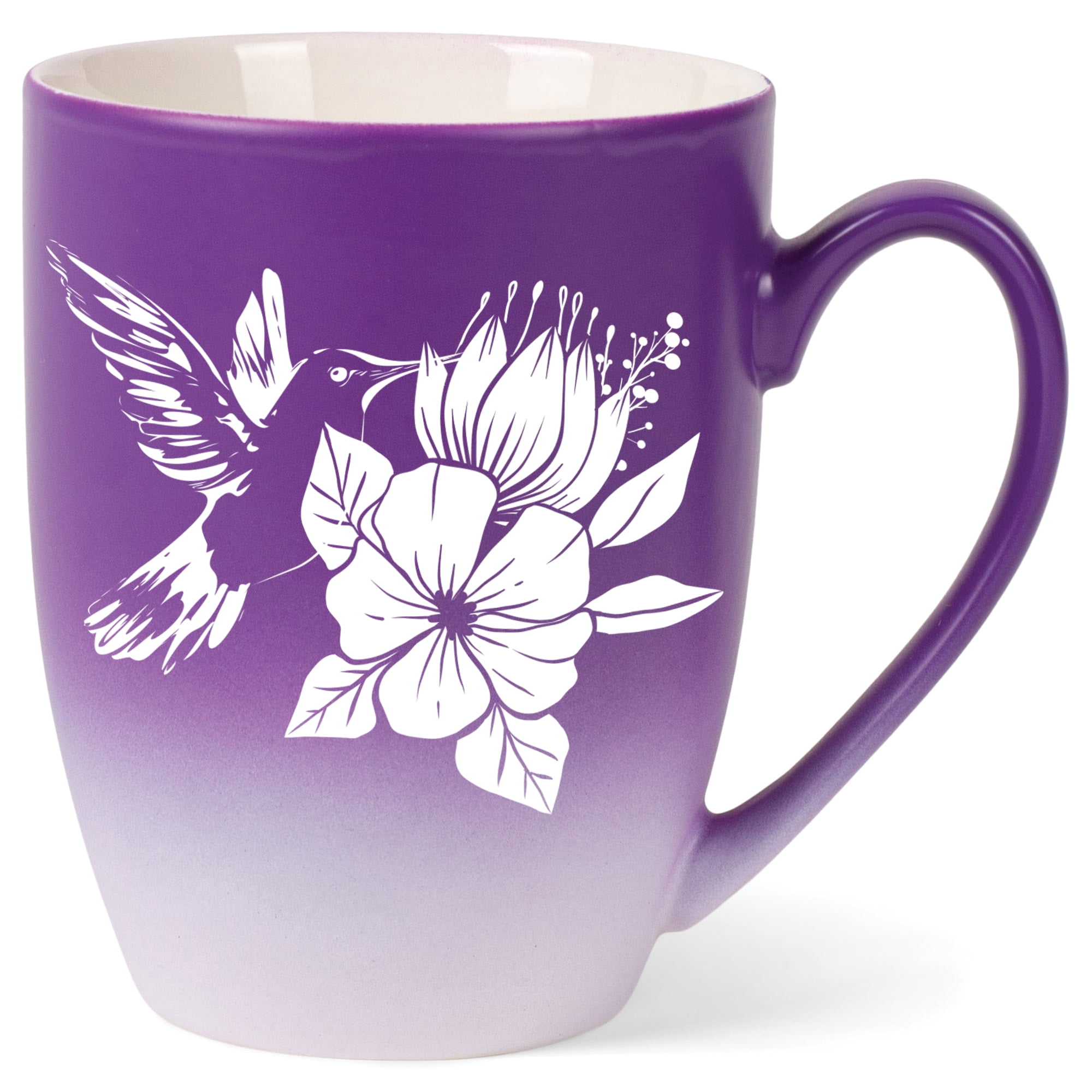Elanze Designs Hummingbird Flower Two Toned Ombre Matte Purple and ...