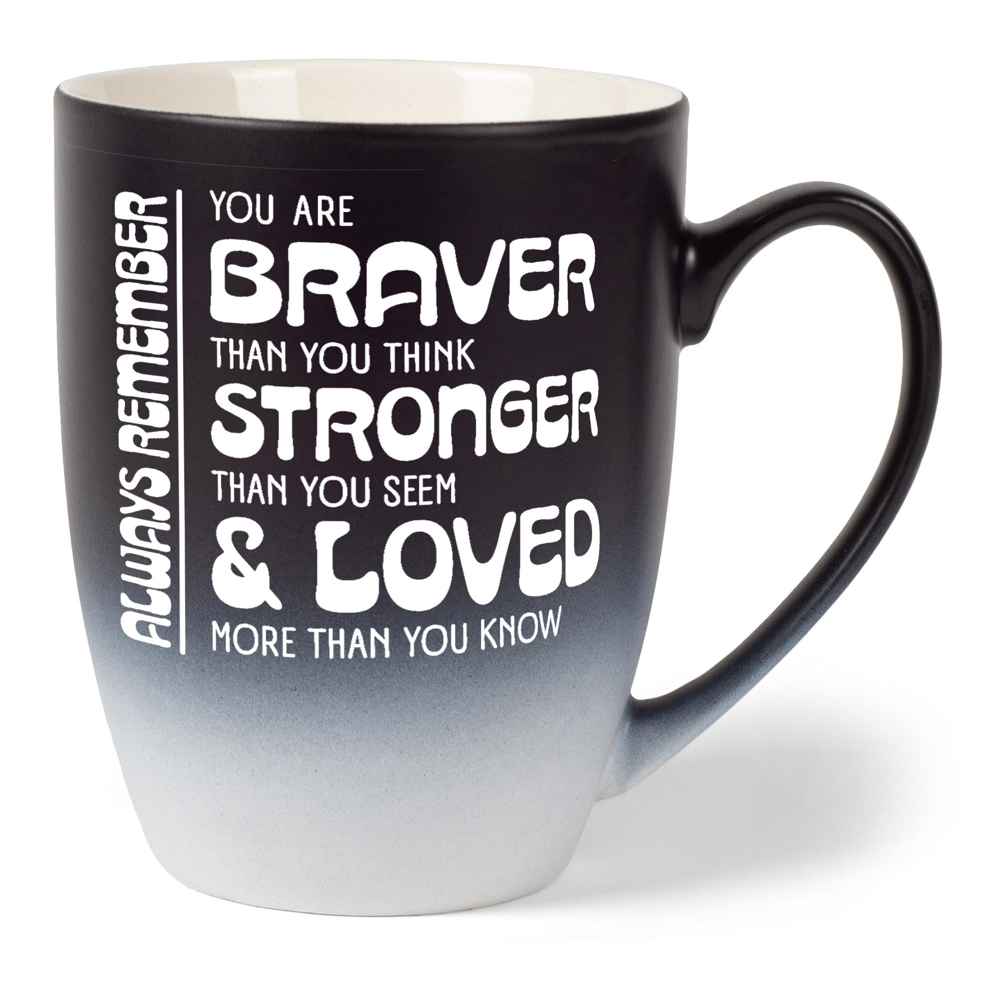 Elanze Designs Inspirational Quote Coffee Cup Mug 12 Ounce Ceramic With Ombre Gradient Braver ...