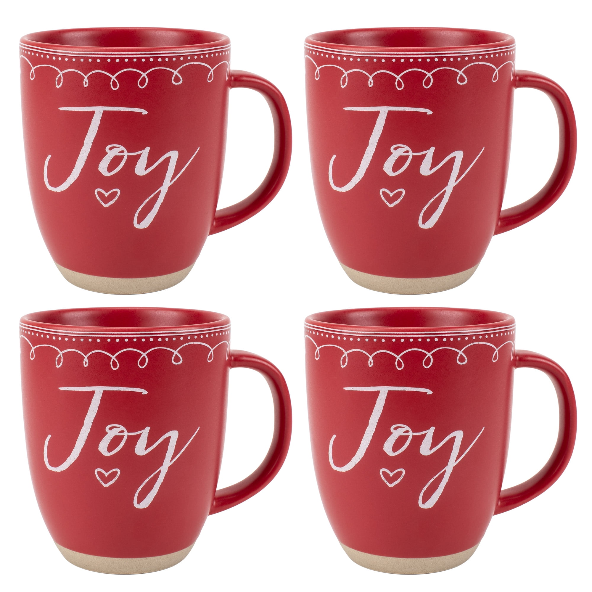 Elanze Designs Joy Raw Clay Bottom Red 13 ounce Ceramic Christmas ...