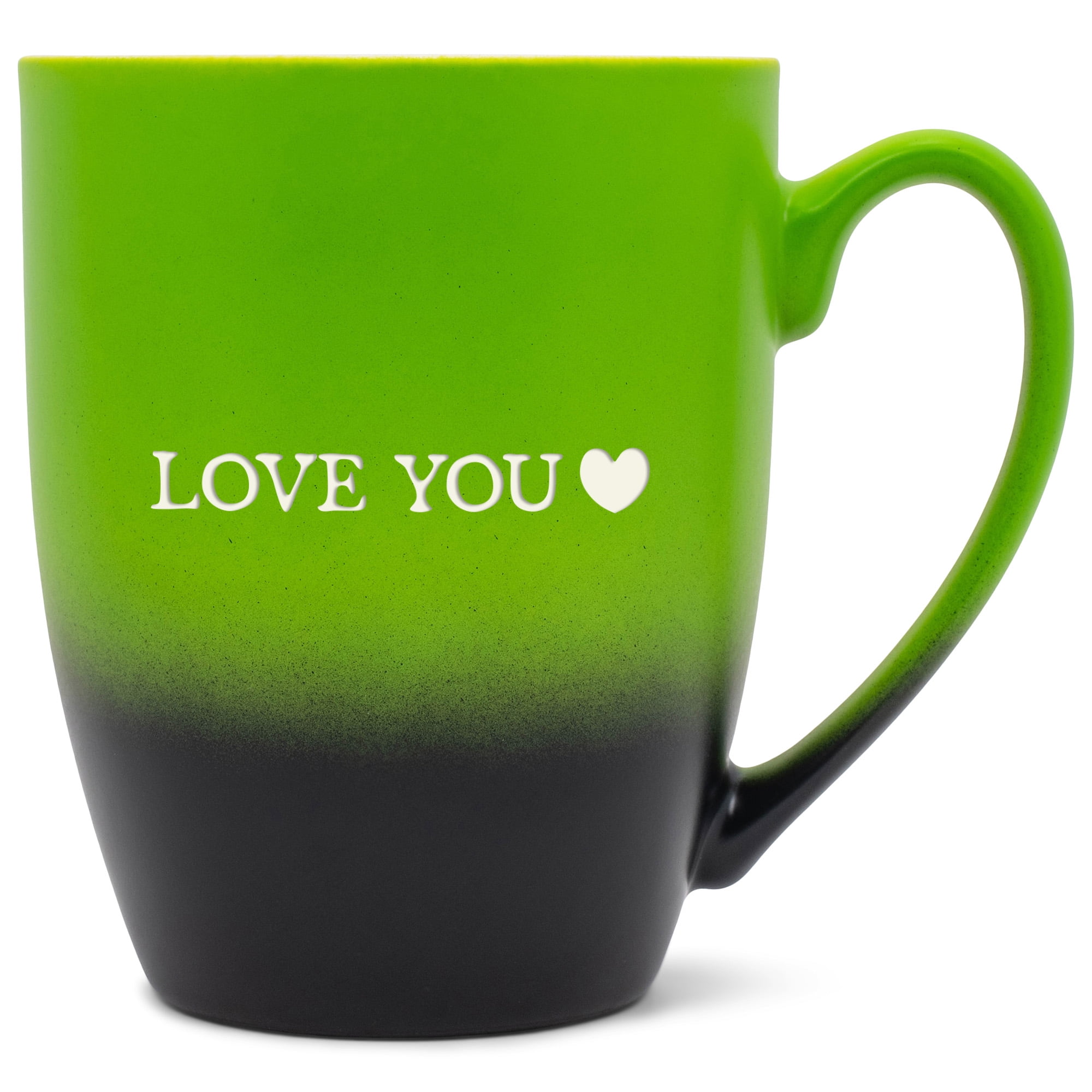 Elanze Designs Love You Two Toned Ombre Matte Green and Black 12 ounce ...