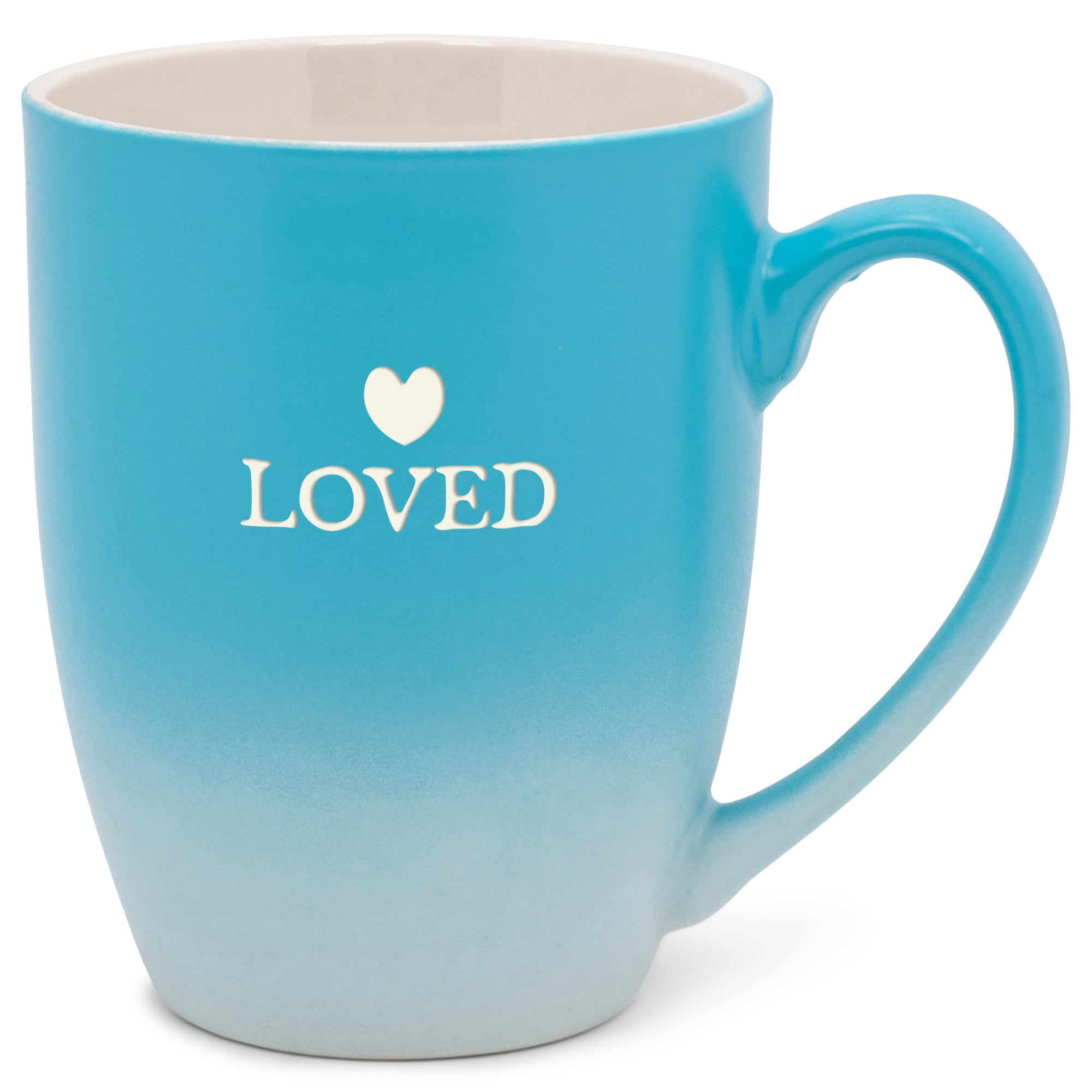 Elanze Designs Loved Two Toned Ombre Matte Teal and White 12 ounce ...