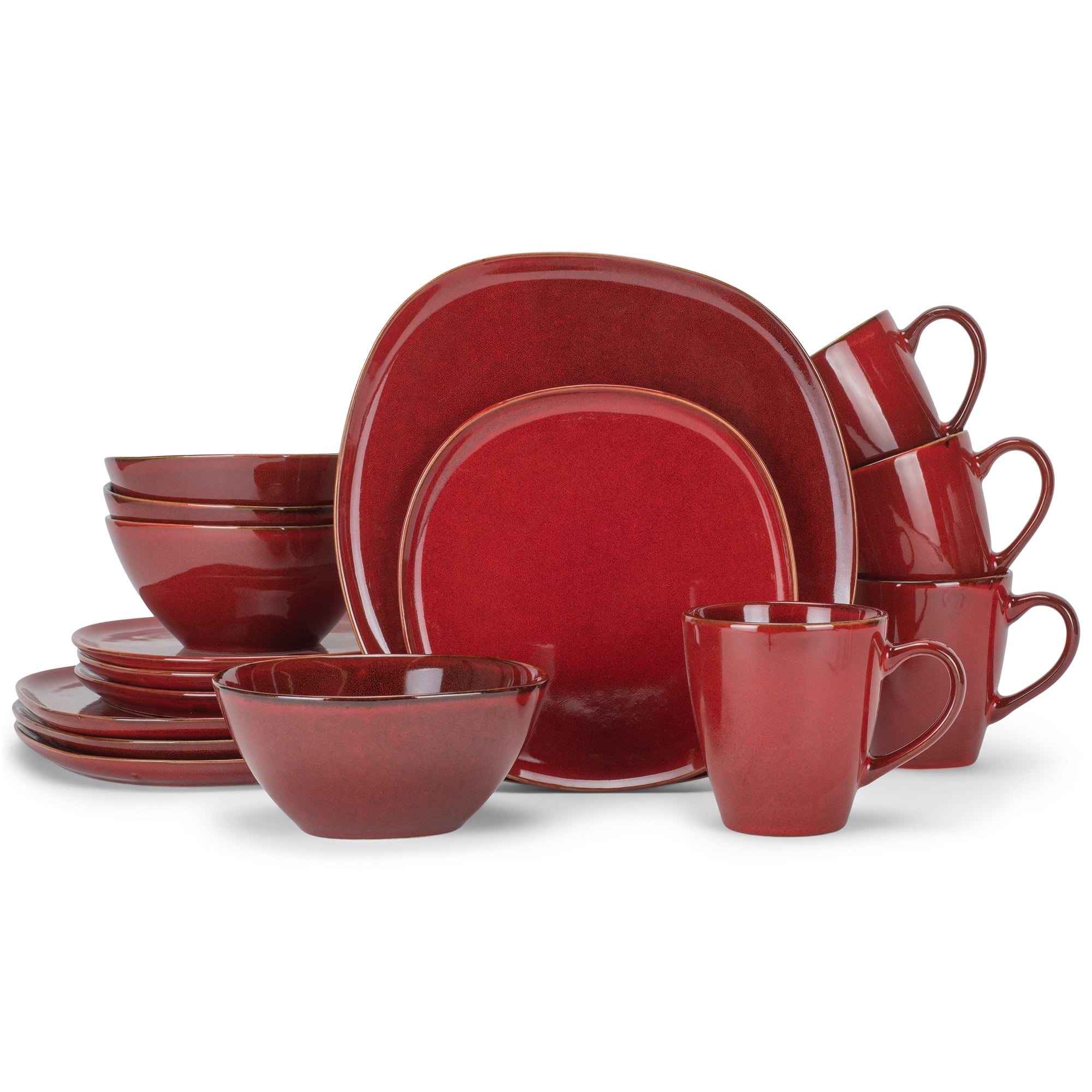Elanze Designs Modern Chic Smooth Ceramic Stoneware Dinnerware 16 Piece ...